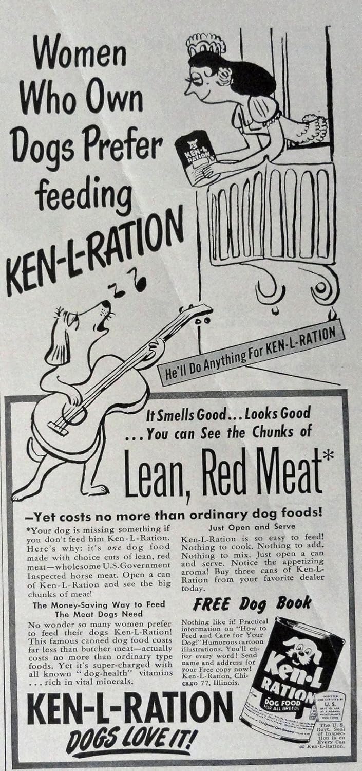 Amazon.com: Ken-L-Ration Dog Food, 40's B&W print ad. Illustration ...
