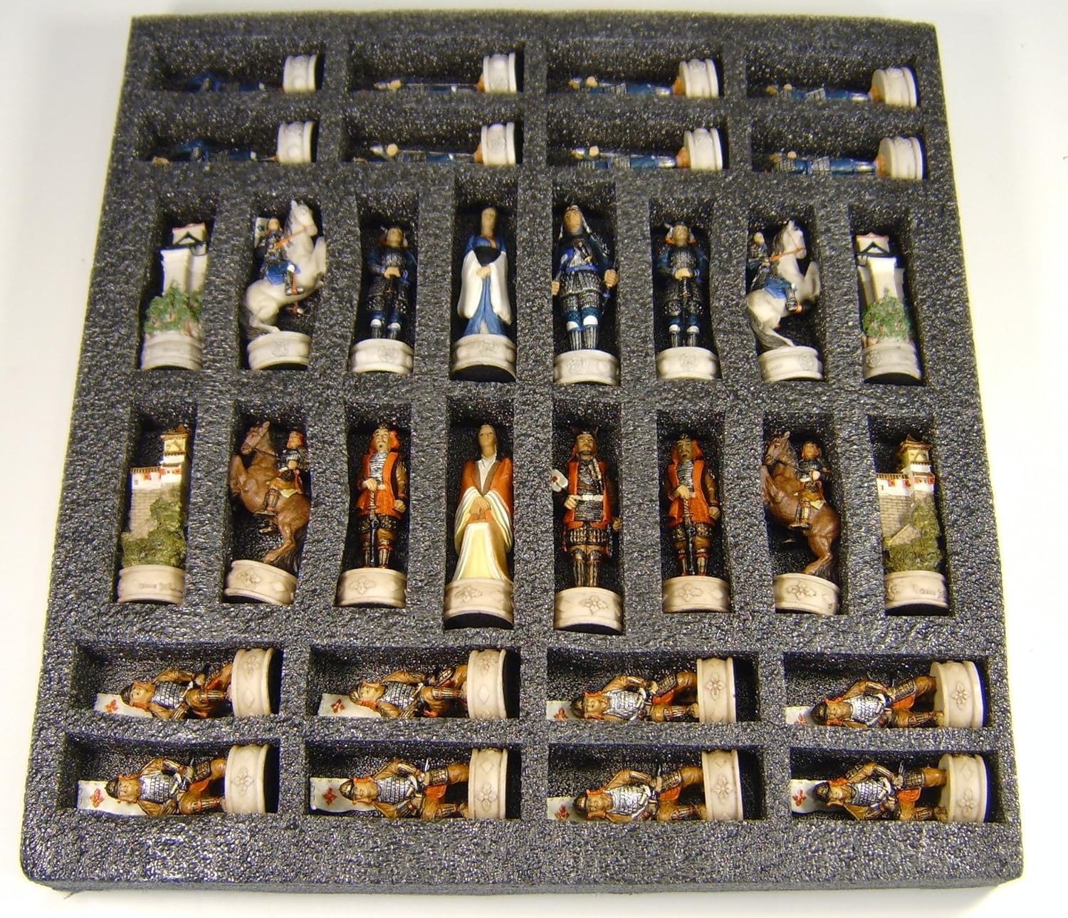 Japanese Samurai Chess Set Hand Painted w/ 15 Black High Gloss Board in ...