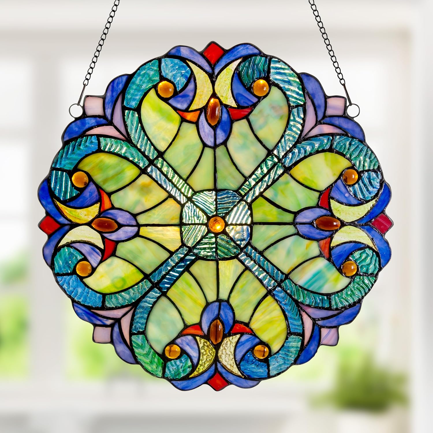 RIVER OF GOODS 12" H Mini Halston Heart Stained Glass Window Panel ...