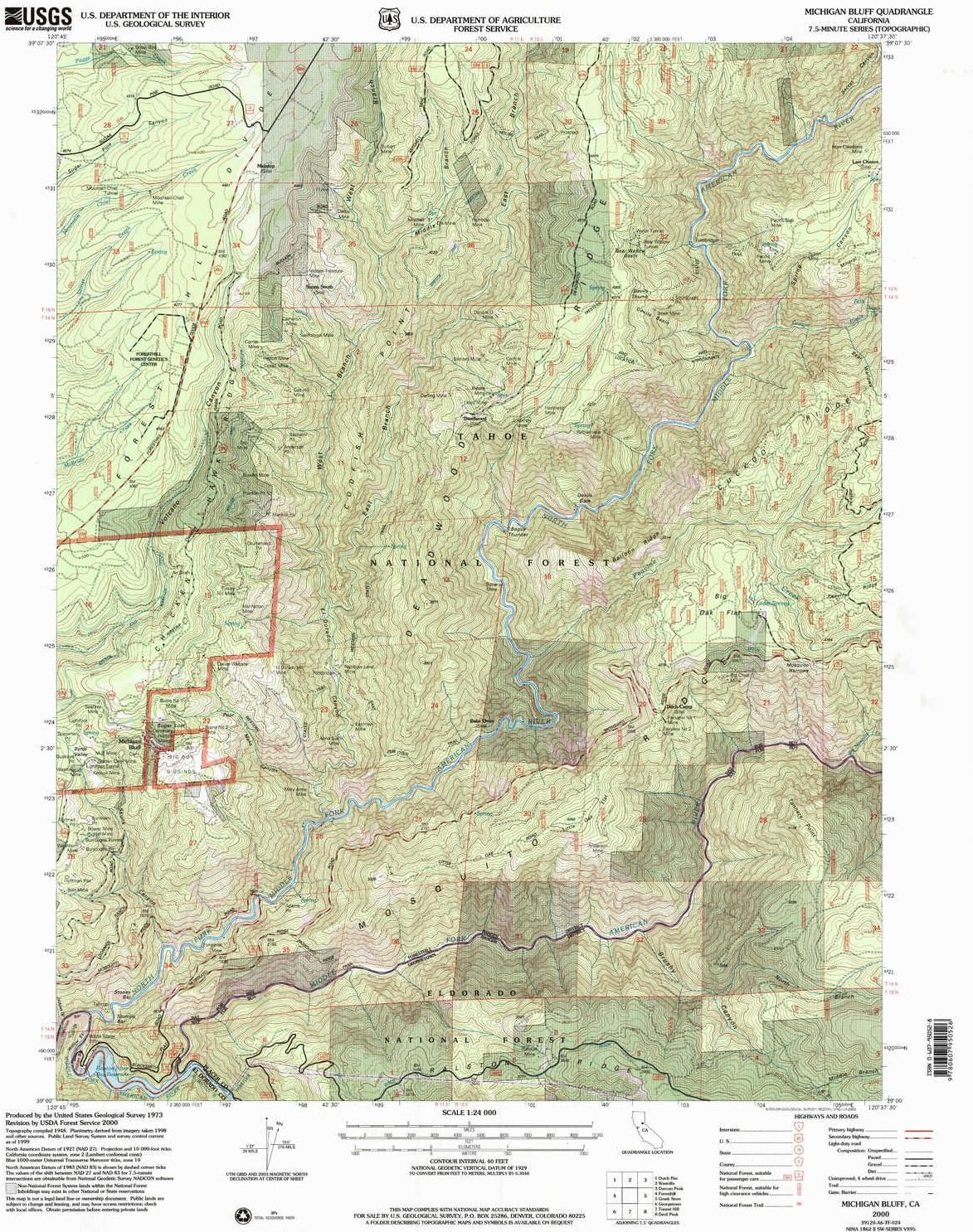 Amazon.com : YellowMaps Michigan Bluff CA topo map, 1:24000 Scale, 7.5 ...