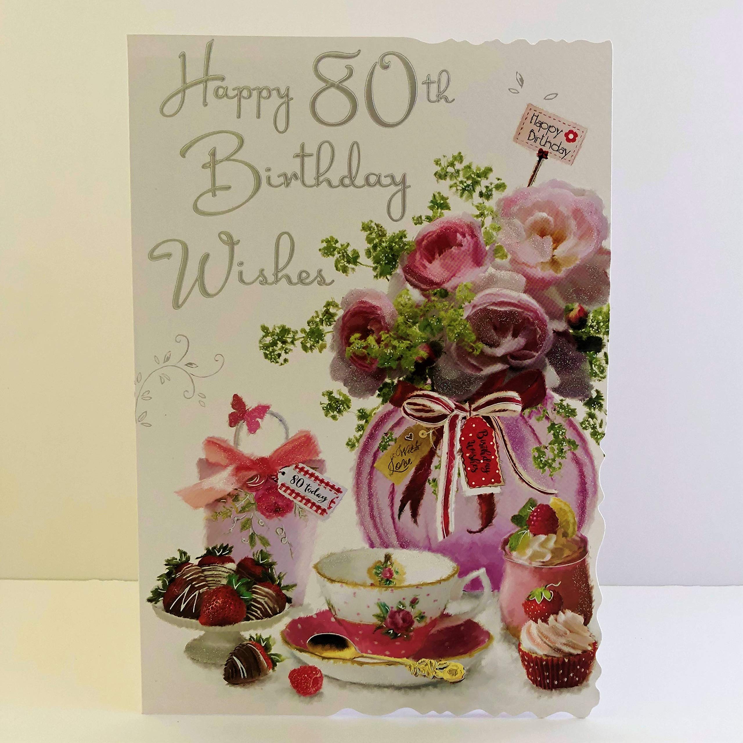 Jonny Javelin Female Age 80 80th Birthday Wishes to You Card - Tea Cup ...