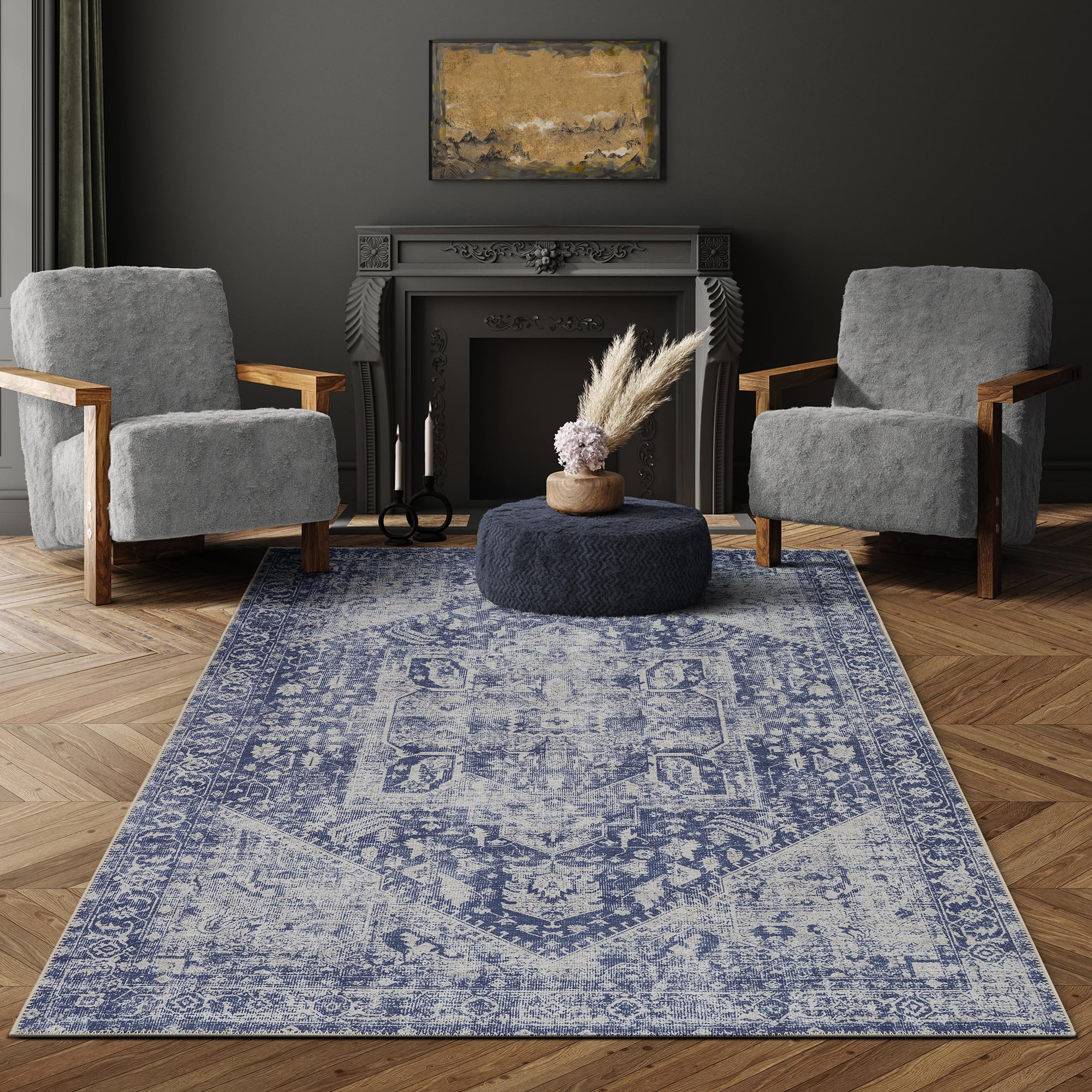Adiva Rugs Machine Washable Area Rug with Non Slip Backing for Living ...