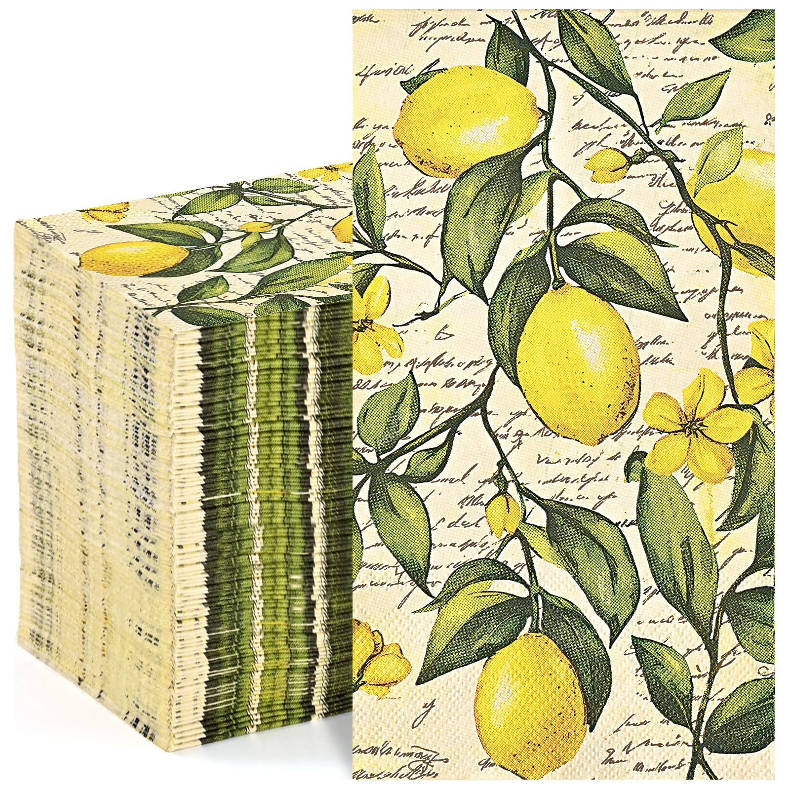 Amazon.com: Homlouue 100PCS Lemon Napkins, 3 Ply Yellow Lemon Paper ...