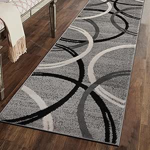 Amazon.com: Rugshop Modern Wavy Circles Design Runner Rug 2'7" x 6 ...