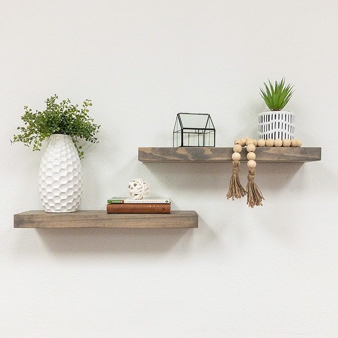 Amazon.com: Del Hutson Designs Rustic Pine Solid Wood Floating Shelves ...