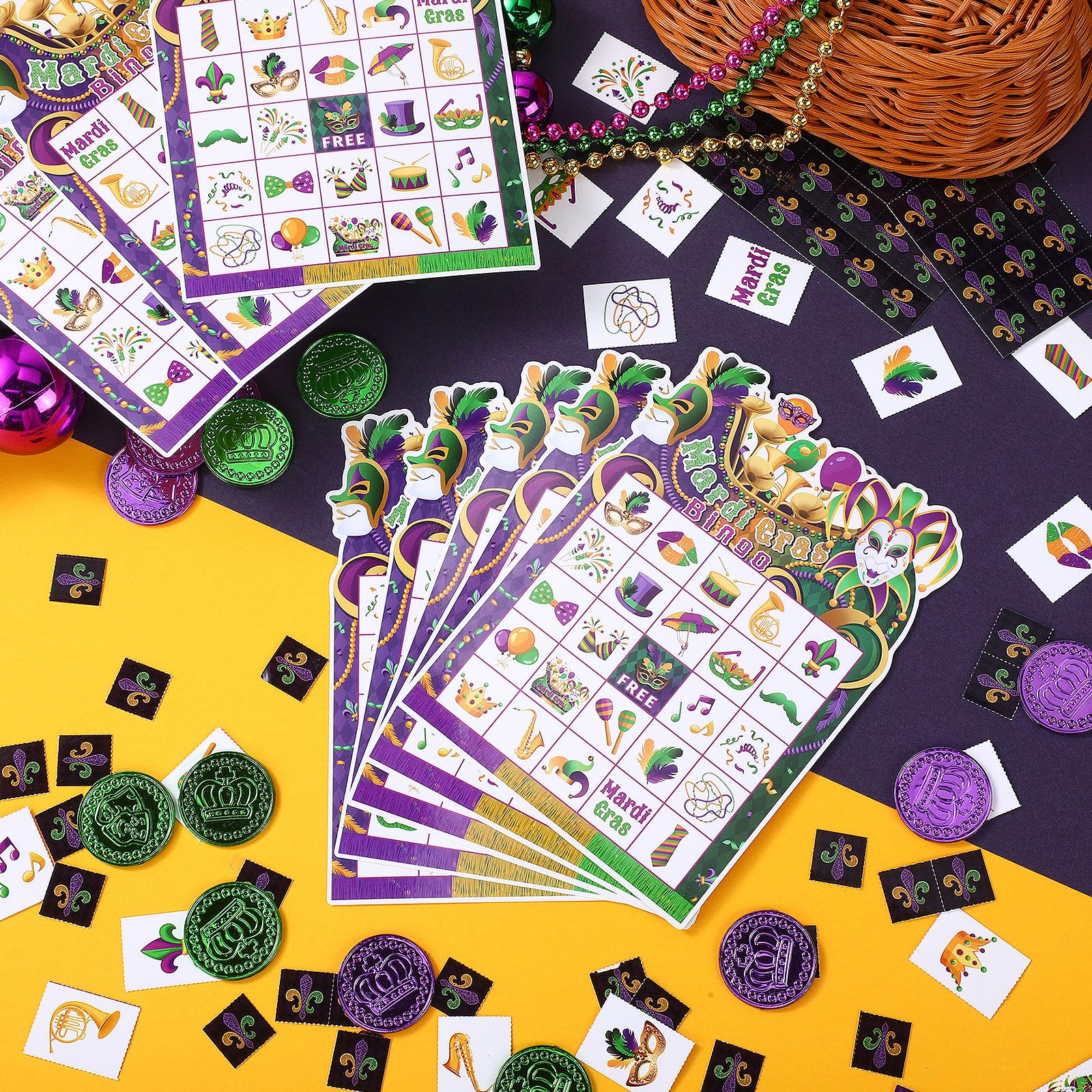 Snapklik.com : Mardi Gras Bingo Game Set Bingo Cards For 24 Players ...