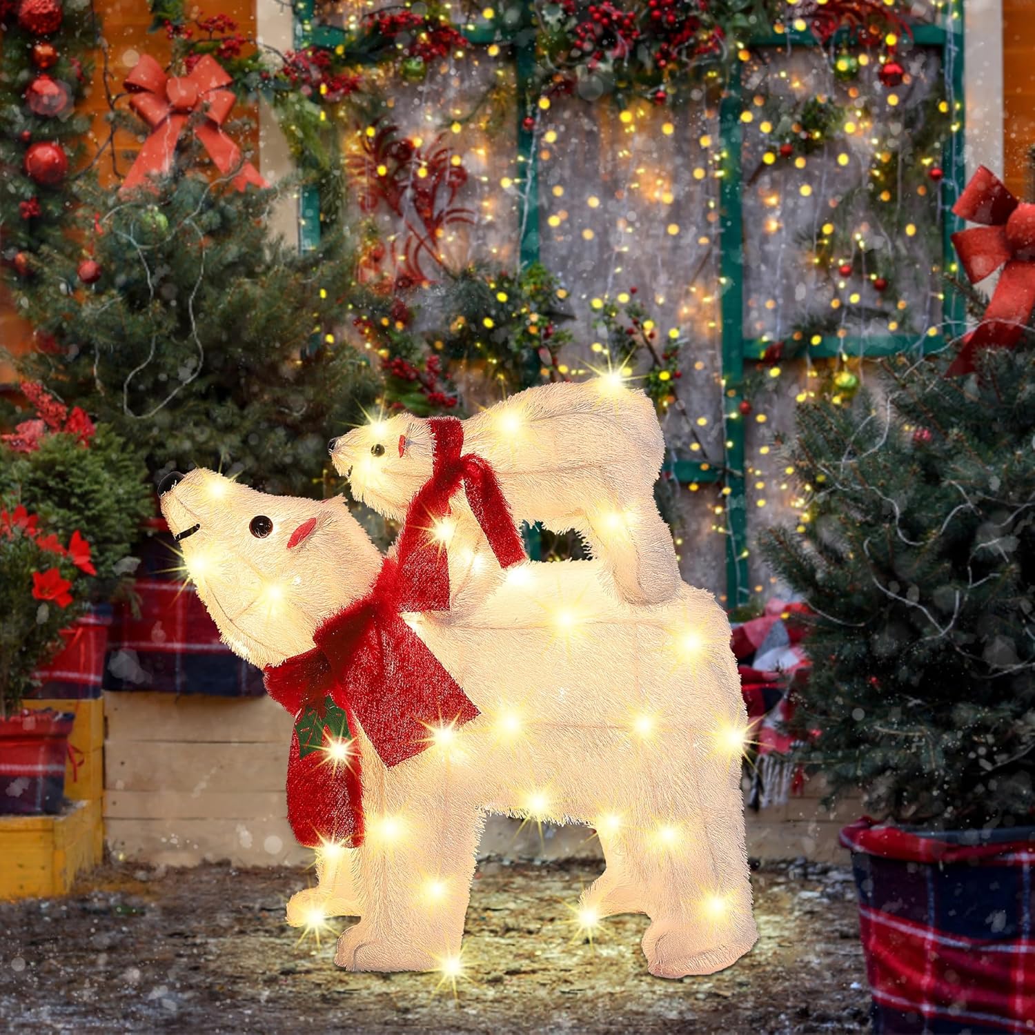 Amazon.com: Lulu Home Christmas Yard Decoration, Set of 2 Pre-lit ...