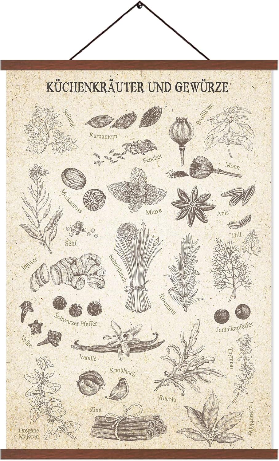 Amazon.de: ZDFDC Küche Poster-Kräuter & Gewürze,Gewächse Poster ...
