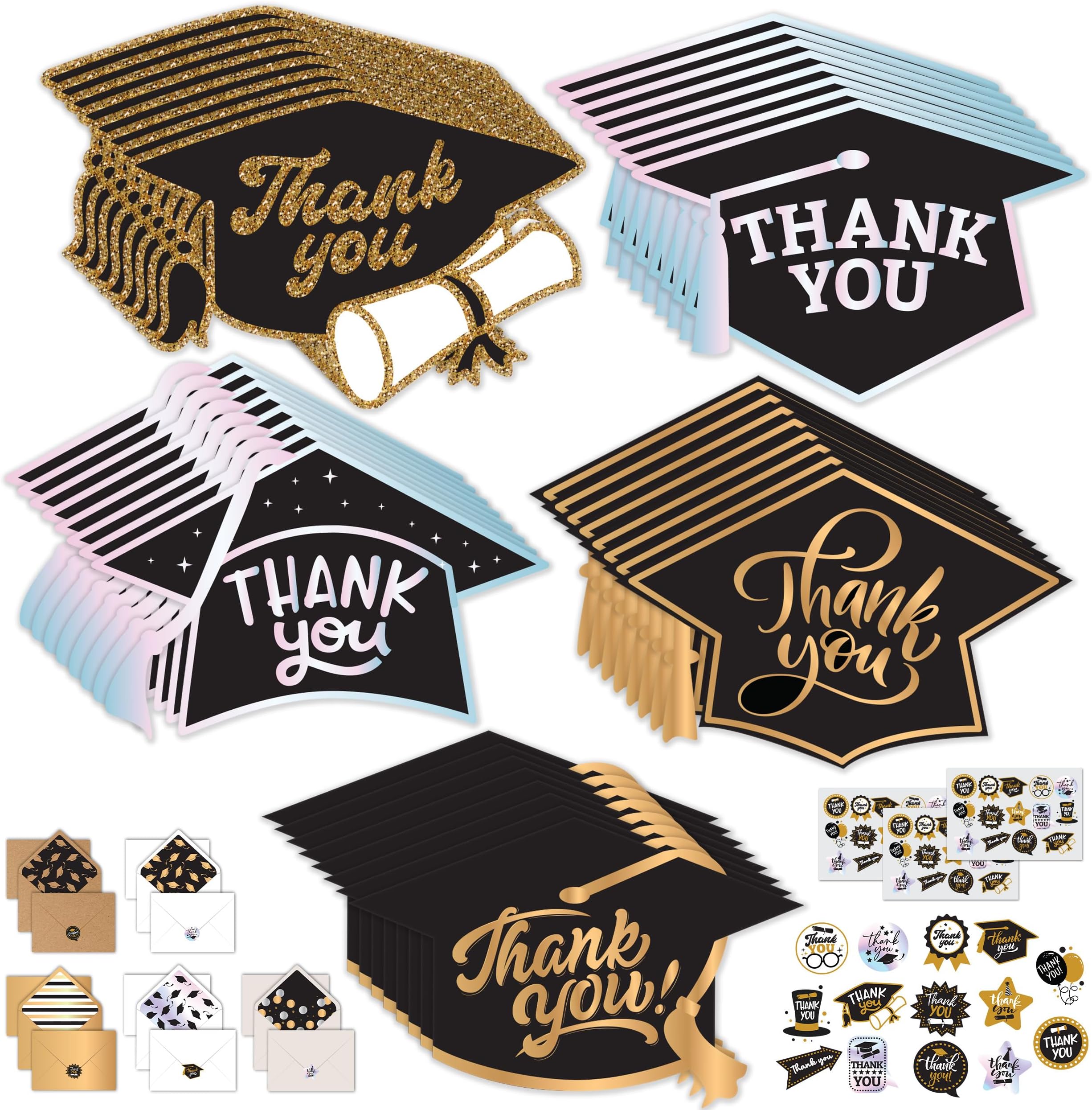 Amazon.com : Tinlade 36 Set Graduation Thank You Cards with Envelope ...