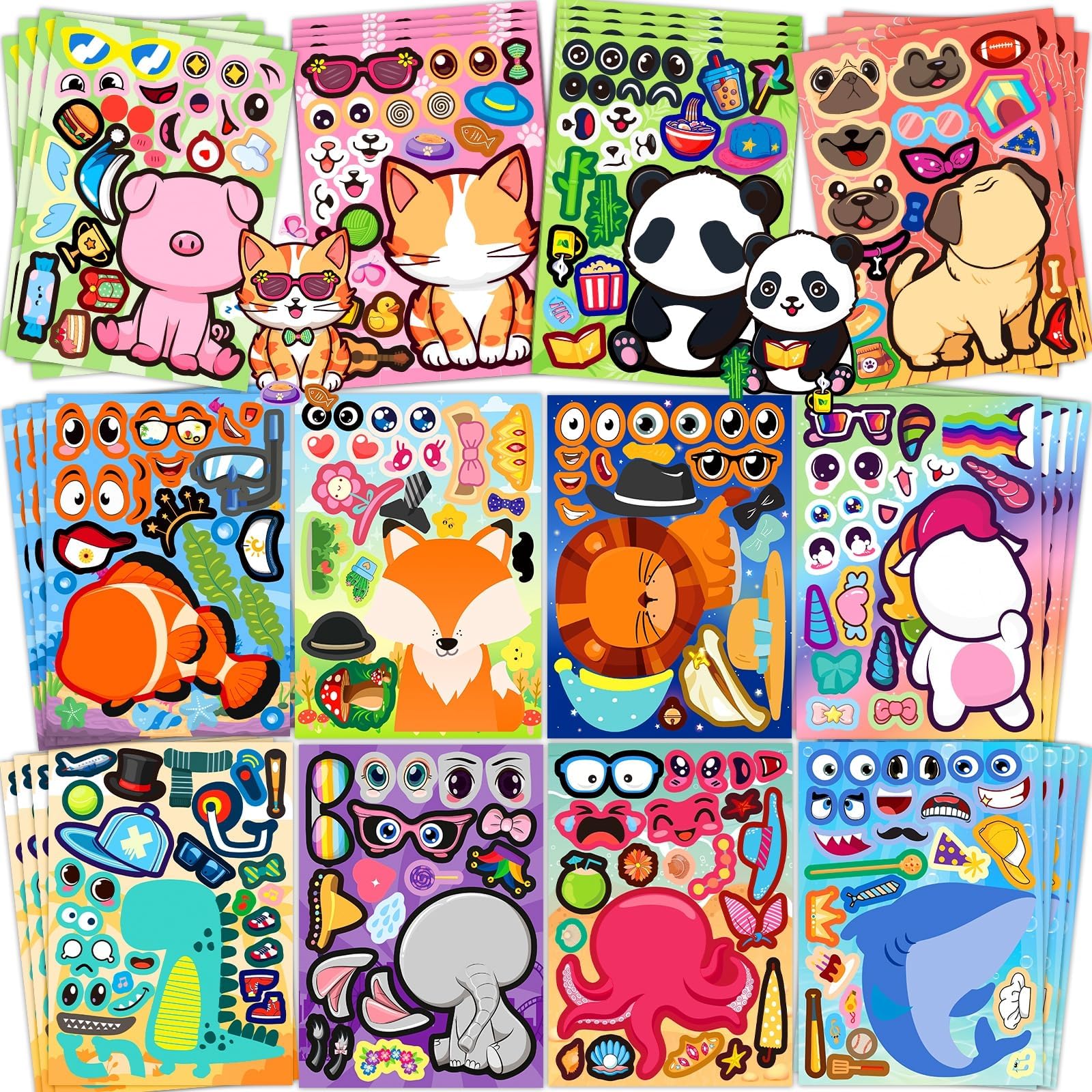 Amazon.com: 32PCS Kawaii Make a Face Stickers Cute Vinyl Waterproof ...