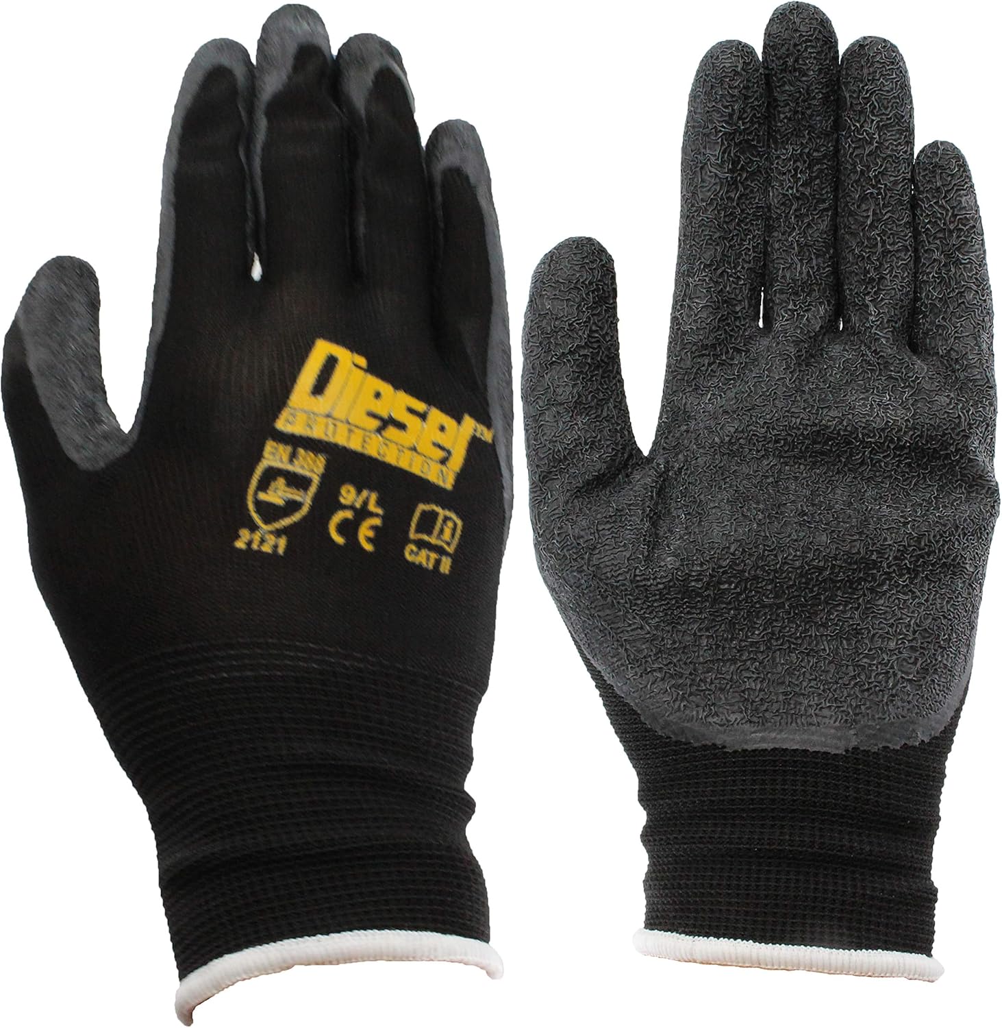 Diesel Protection Pro-Tekk Latex Foam Grip Coated Work Gloves (3 Pairs ...