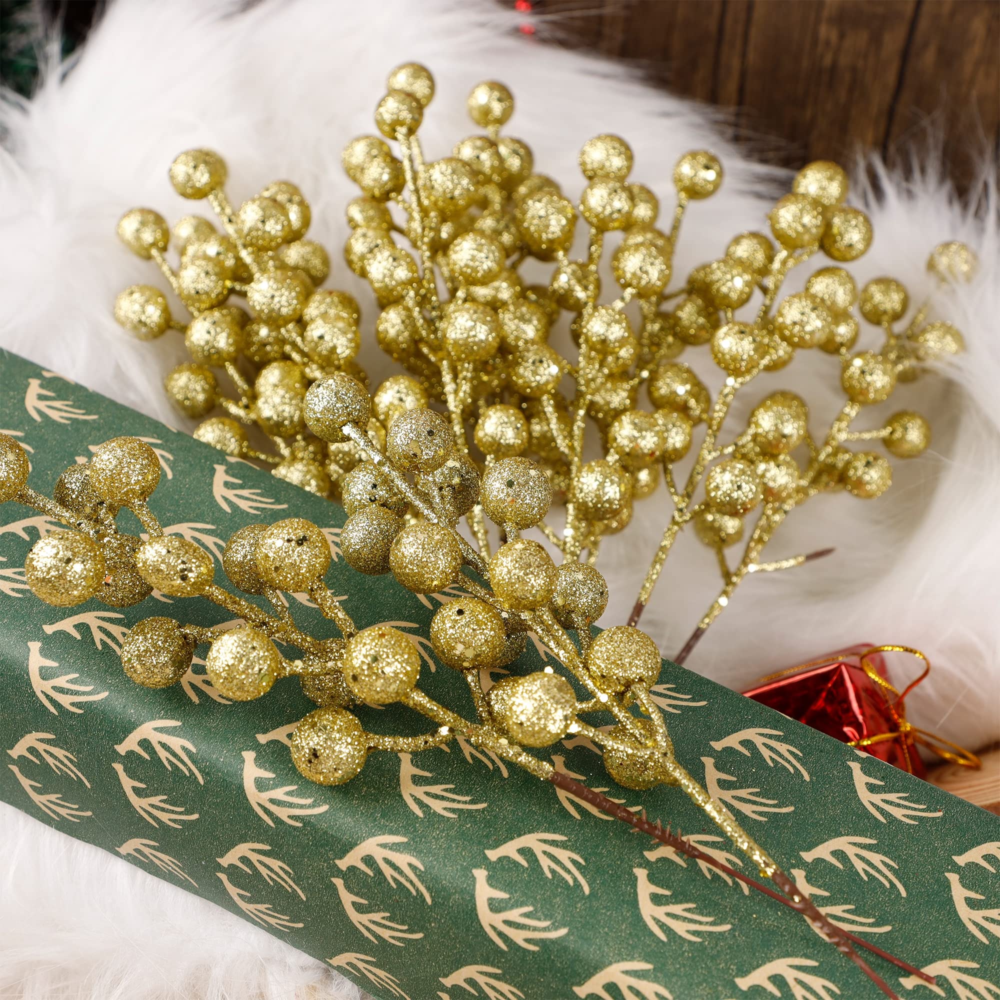 Snapklik.com : Winemana 24 Pack 8 Inch Christmas Glitter Faux Winter ...