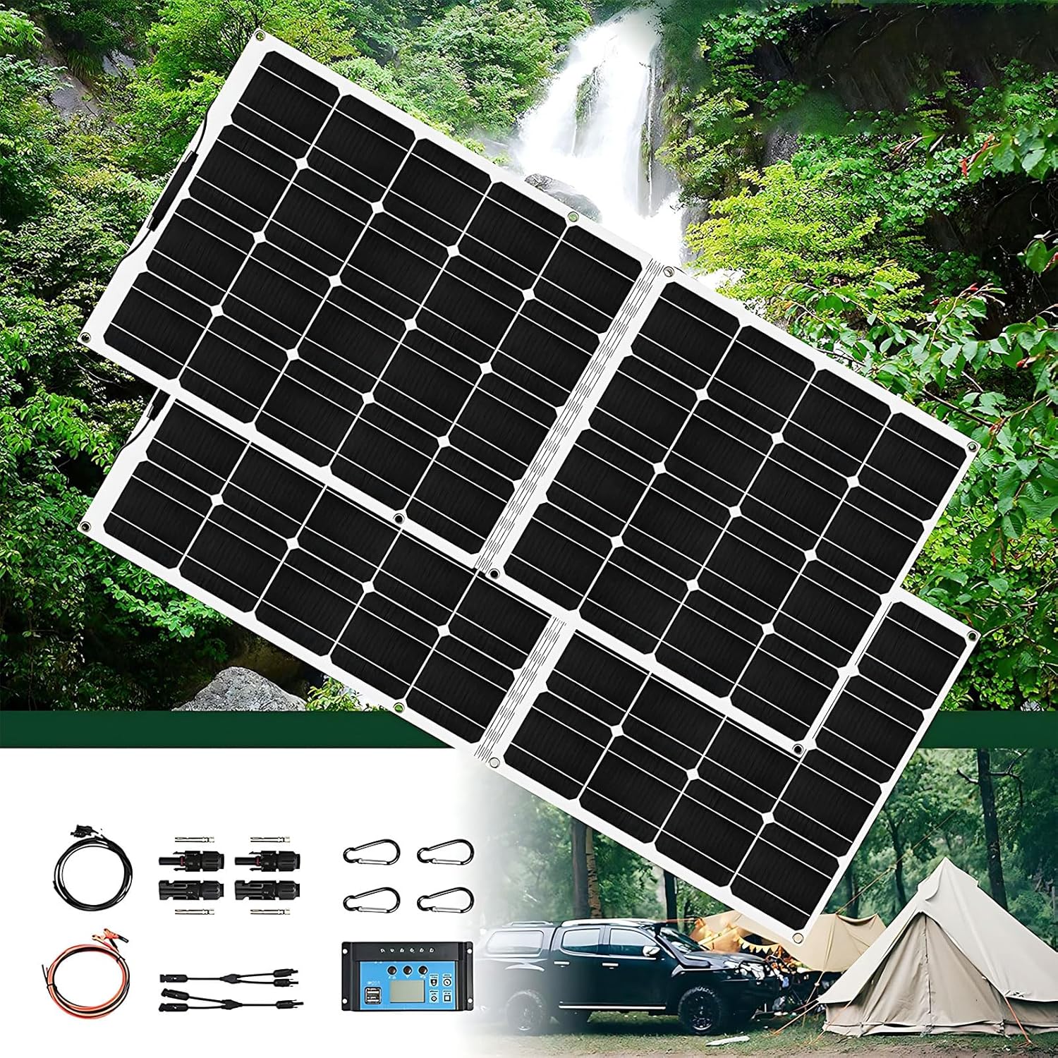 Paneles solares flexibles de 1200 vatios, 12-24 voltios, 2 piezas, 600 ...