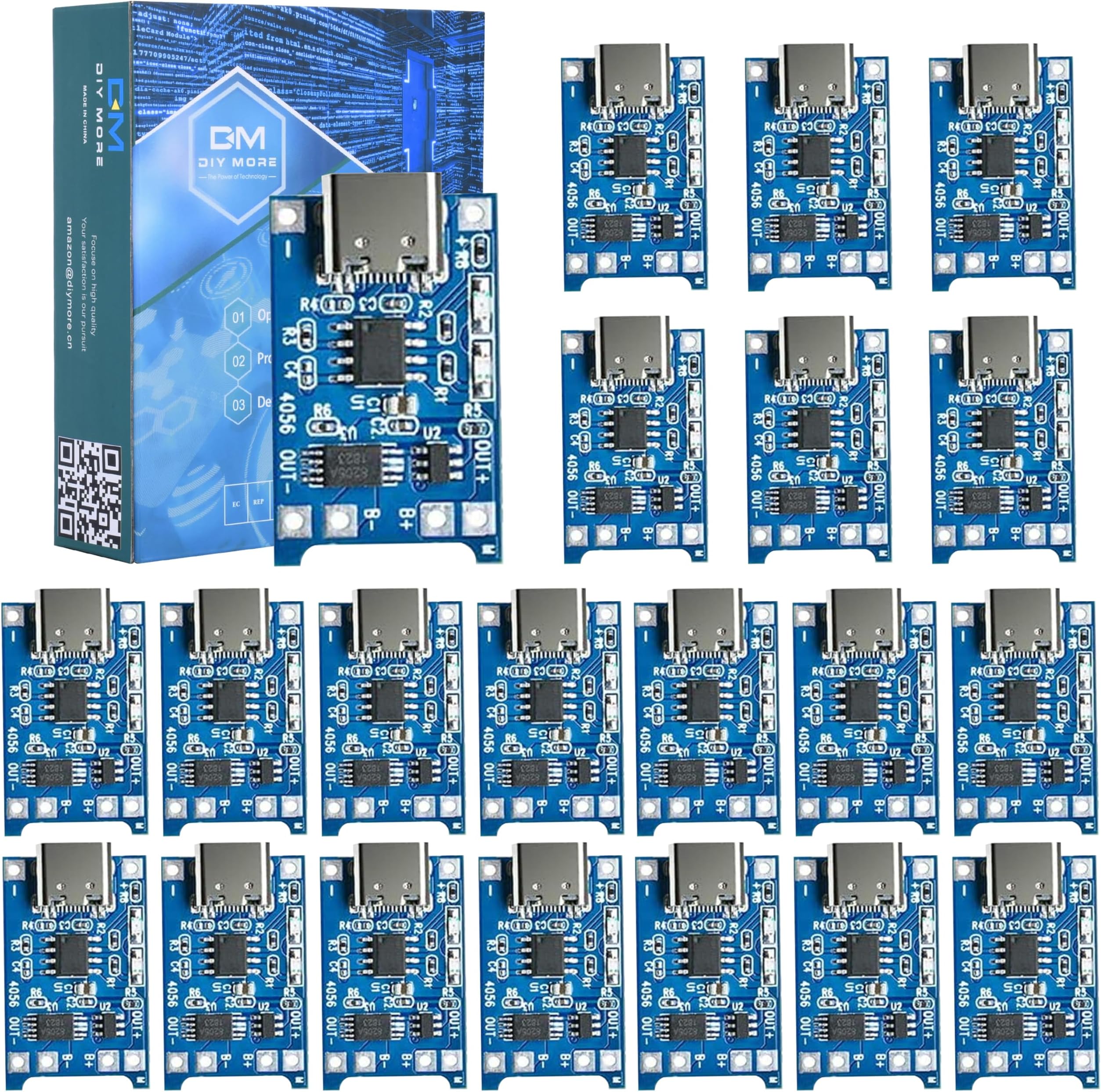 Amazon.com: diymore 20PCS TP4056 Charging Module Type-C 5V 1A 18650 ...
