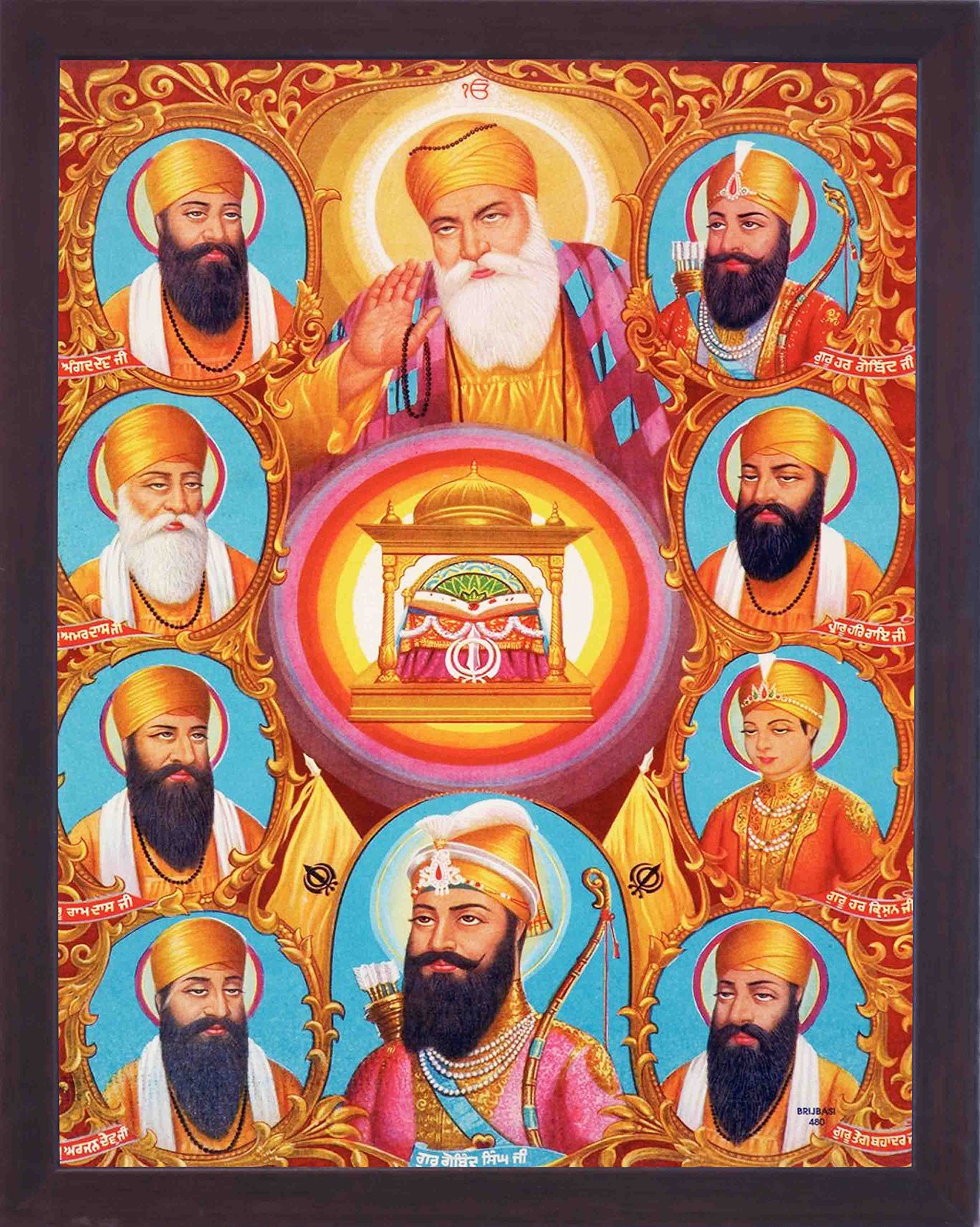 Gurunanak Dev Ji Guru Gobind Singh Ji With Other Eight | Desertcart ...