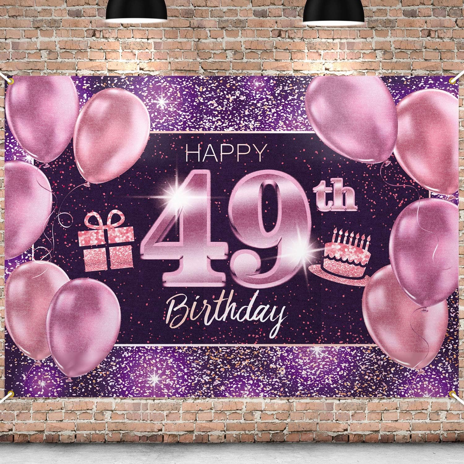 Amazon.com: PAKBOOM Happy 49th Birthday Banner Backdrop - 49 Birthday ...