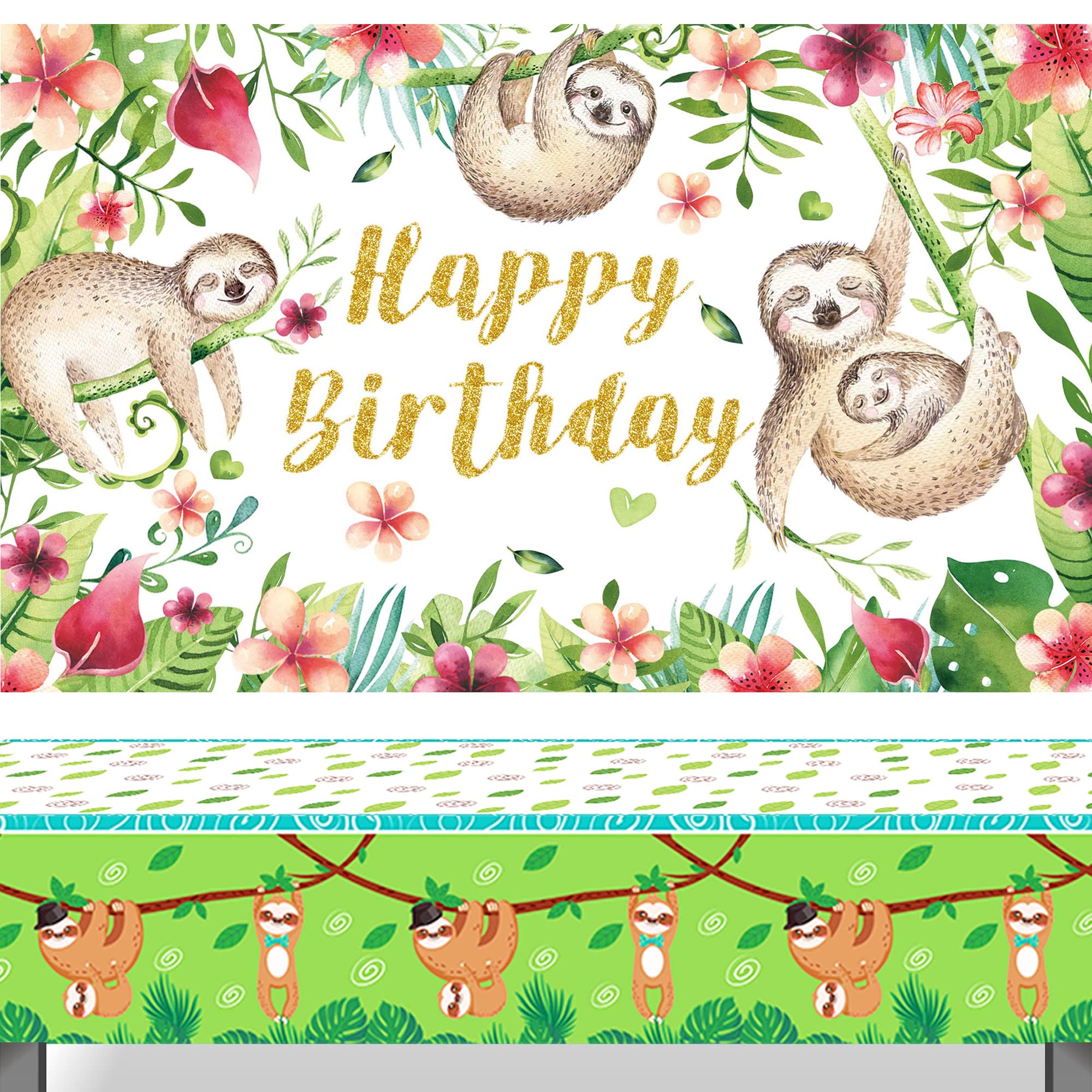 Buy Sloth Birthday Background Decoration Sloth Animal Party Photography ...