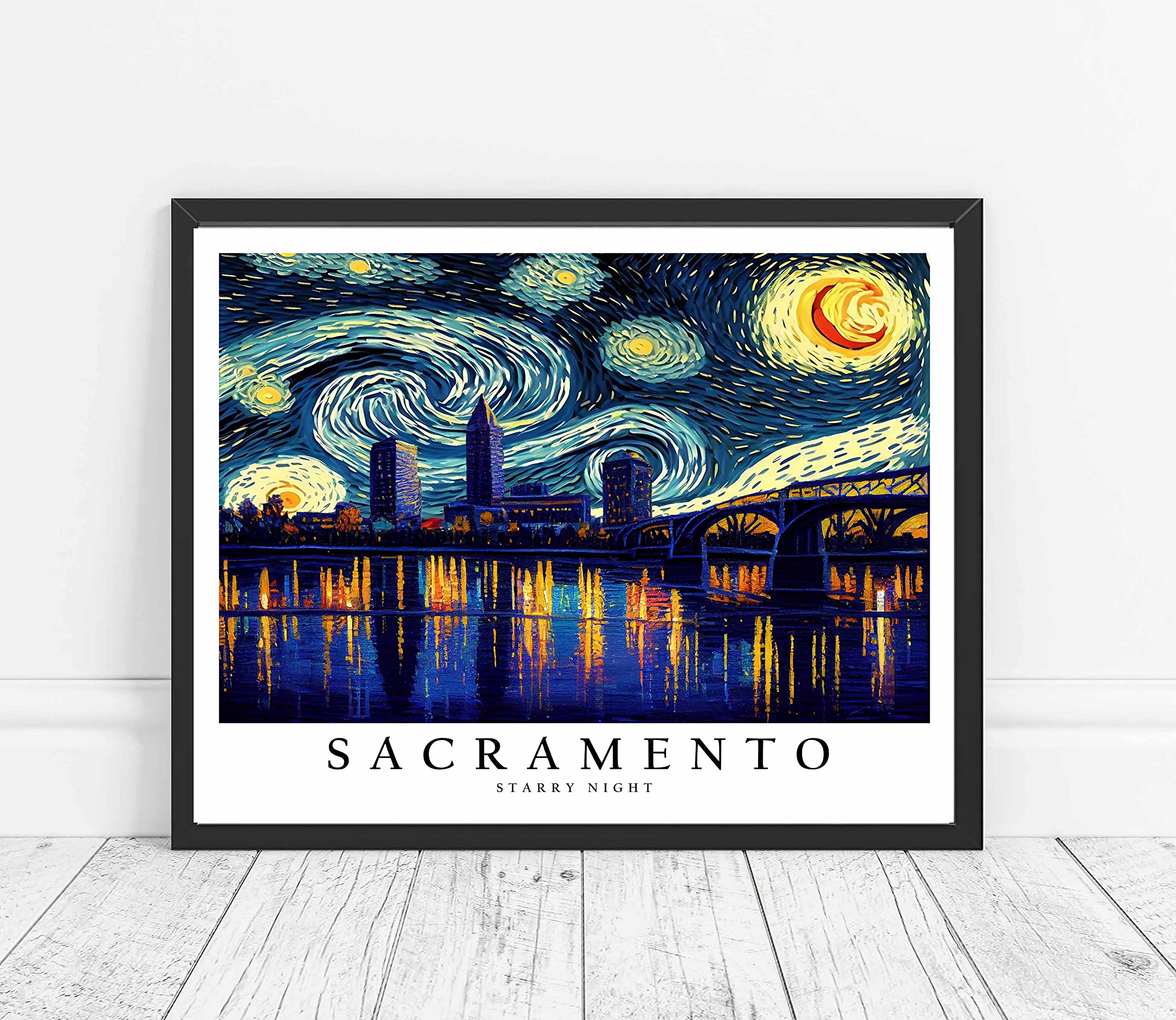 Amazon.com: Sacramento Art Print Poster, Sacramento Starry Night Theme ...