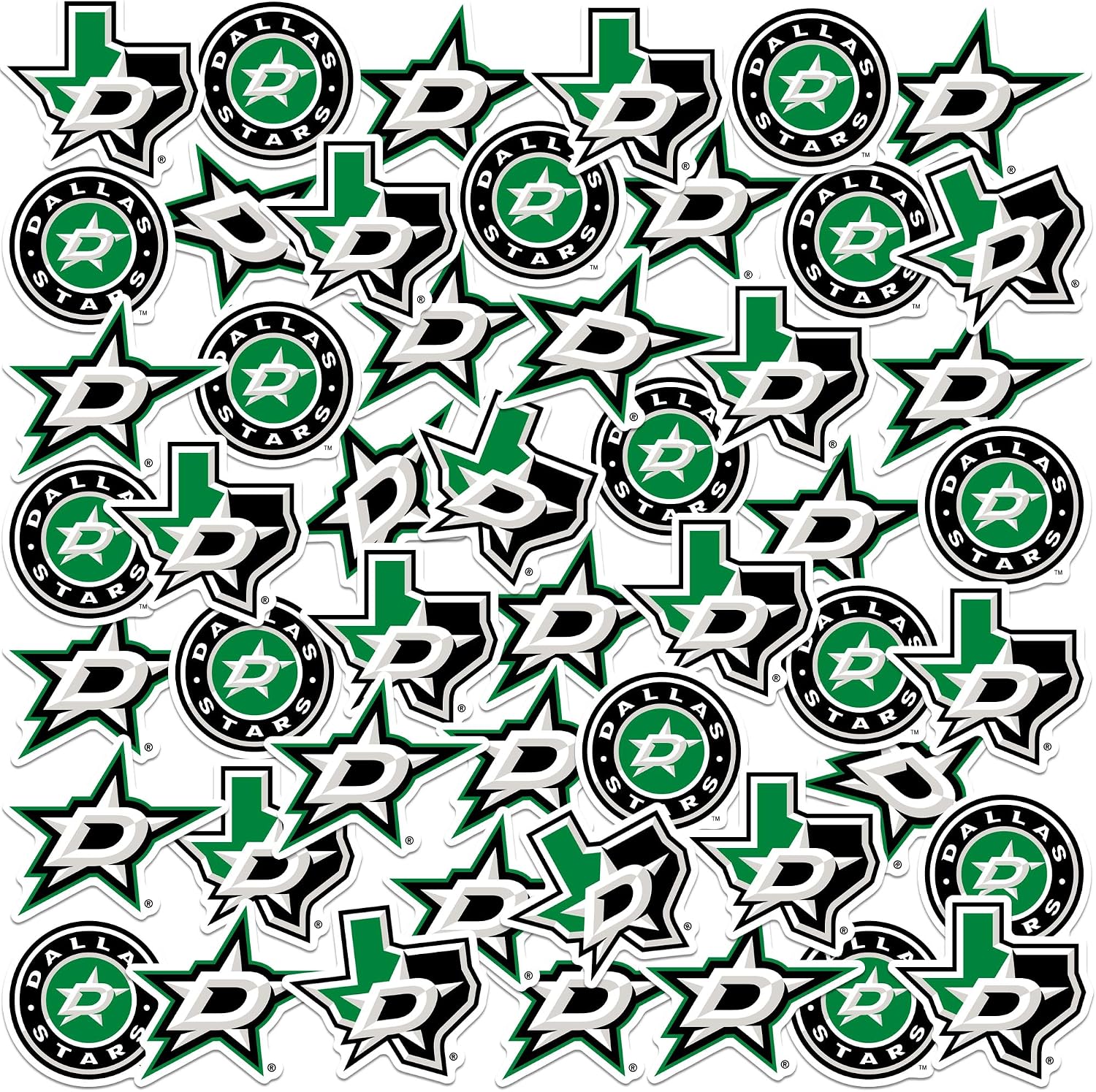 Amazon.com: NHL Dallas Stars Logo 50ct Vinyl Large Deluxe Stickers ...