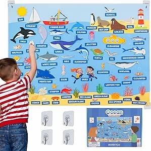 Amazon.com: BONNYCO Felt Board for Toddlers with 107 Sea Animals ...