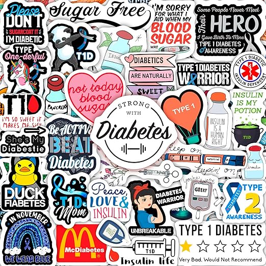 Amazon.com: BulbaCraft 100Pcs Funny Diabetes Stickers for Water Bottle ...