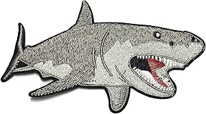 Amazon.com: Megalodon Shark Patch Iron-on Embroidered Applique for ...