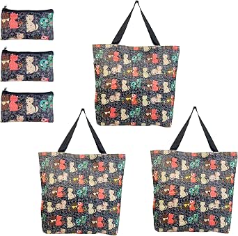 Amazon.com: Foldable Tote Bag Zipper Closure – Women Packable Beach Bag ...