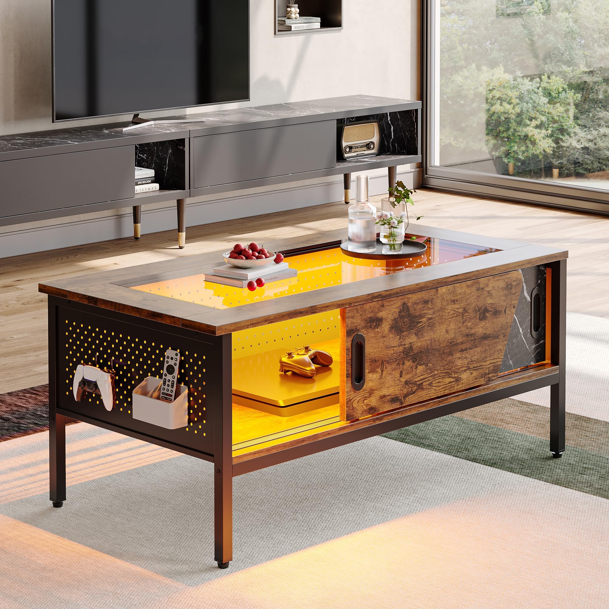 Amazon.com: Furnnylane LED Coffee Table by Touch Screen Control,Square ...