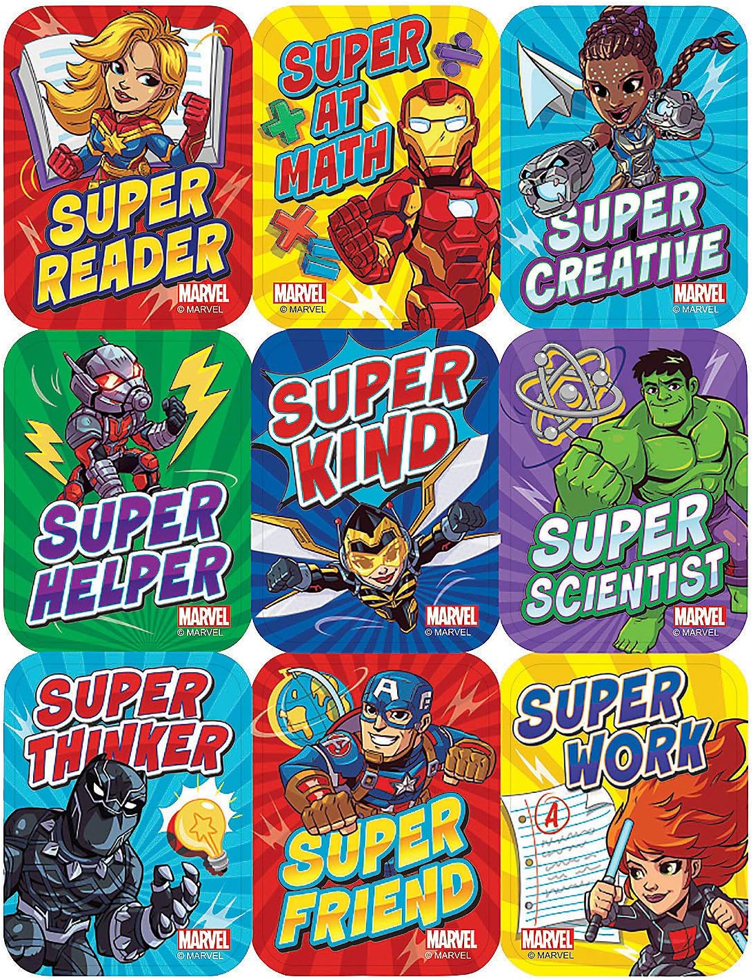 Amazon.com: Marvel Classroom Reward Giant Stickers - 36 Pieces ...