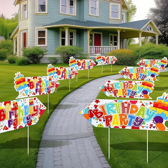 Amazon.com : CroBlissful 8 Pack Yard Signs with Stakes This Way Yard ...