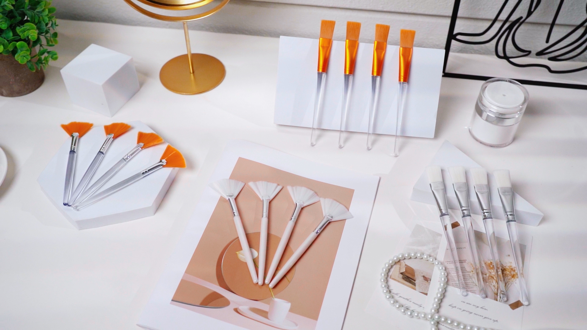 Watch 16 Pieces Face Mask Fan Brush Applicator Set on Amazon Live