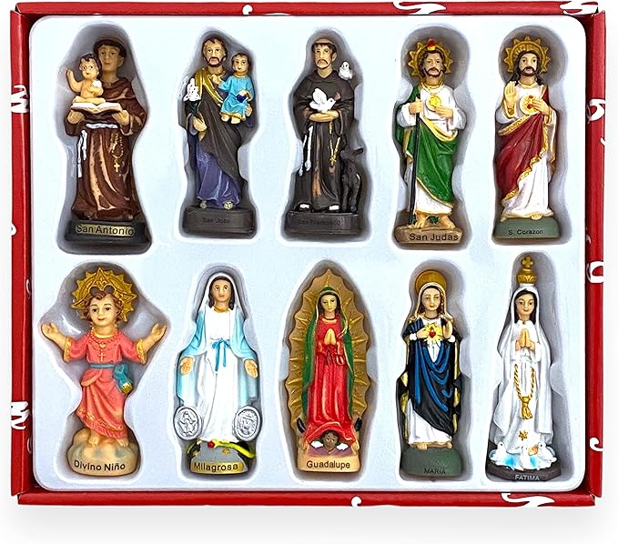 Amazon.com: 3" Set of 10 Pcs Assorted Saints Virgins Figurines Statues ...