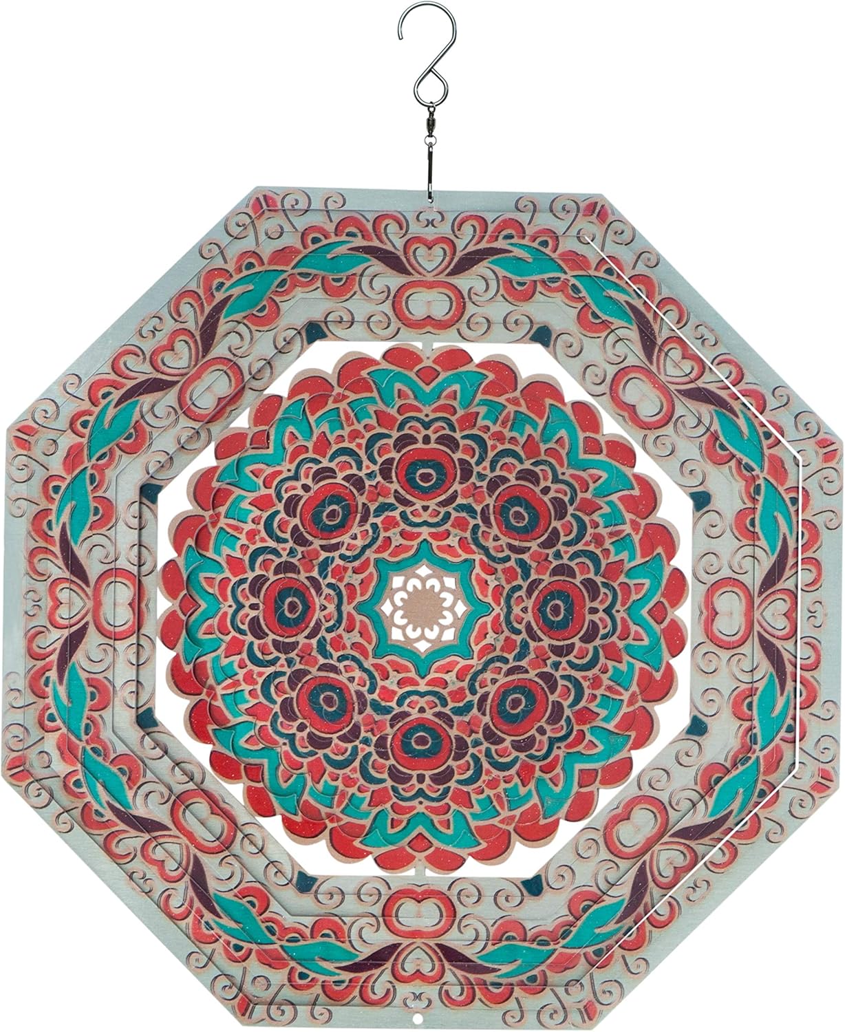 Spin Art Premium Mandala Octagon Multicolour Wind Spinner (12-Inch ...