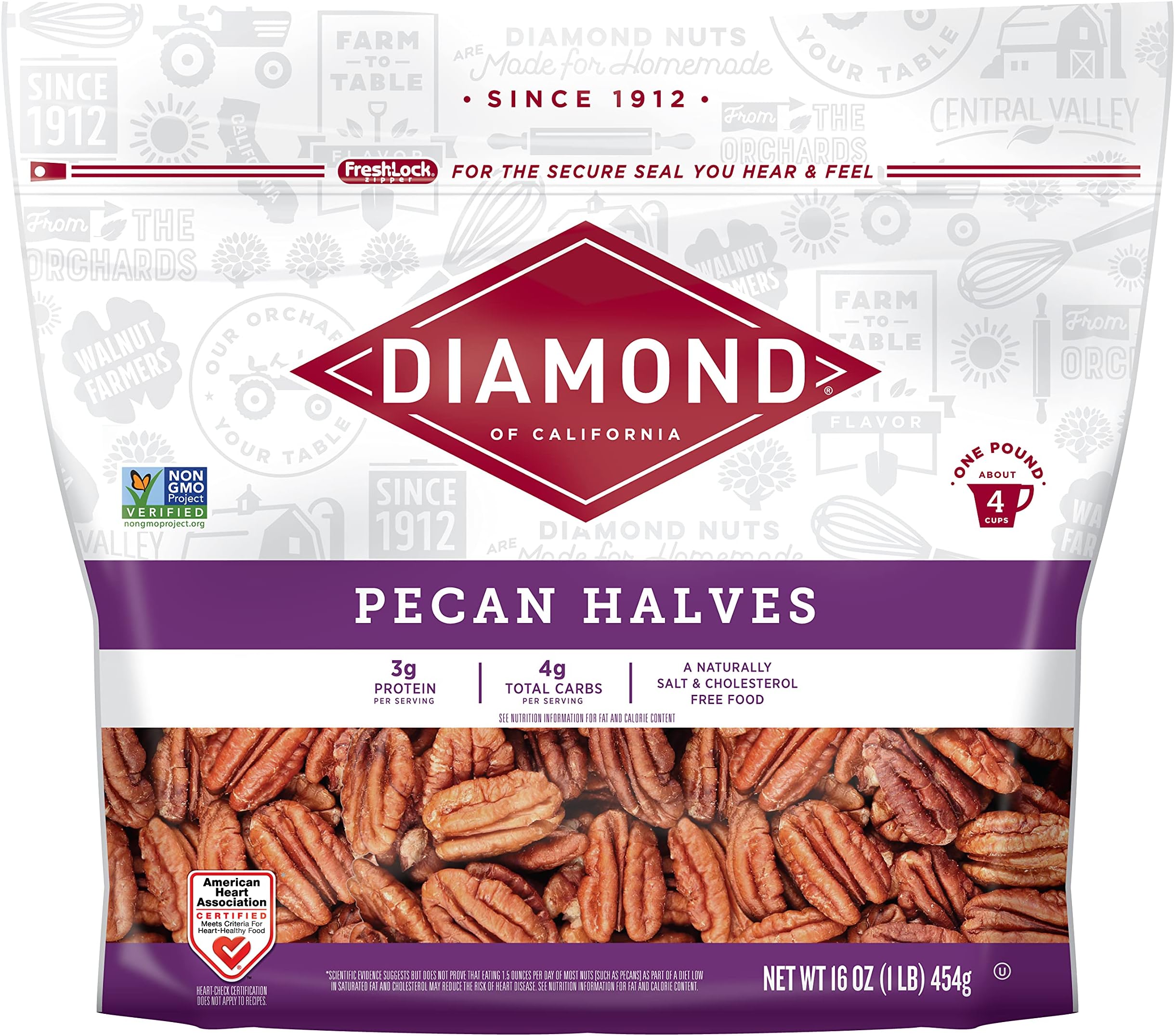 Amazon.com : Diamond of California Pecan Halves, 16oz - 1 Count ...