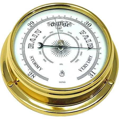 Amazon.com: Bey-Berk Brass Tide Clock and Barometer/Thermometer : Patio ...