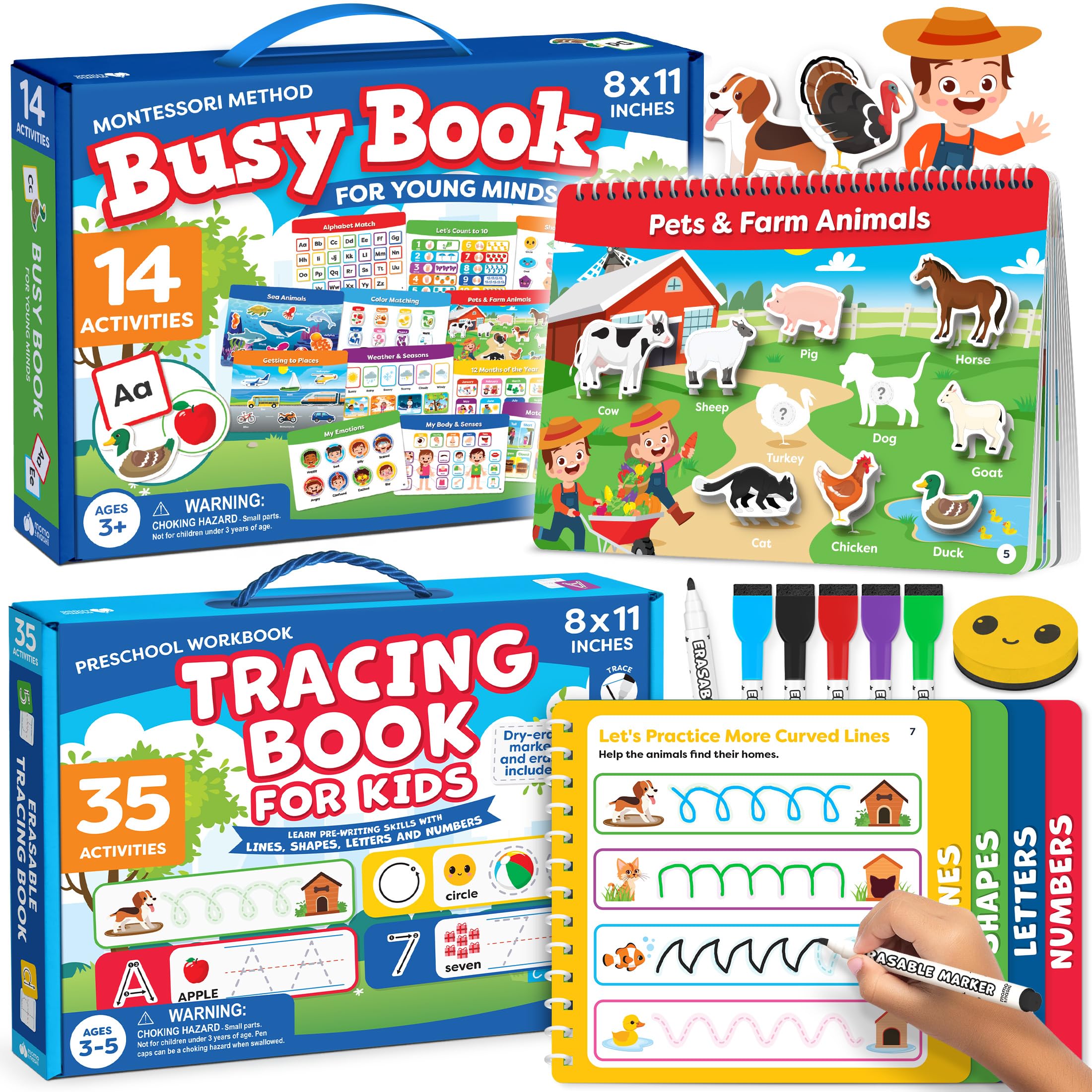 Amazon.com: Montessori Preschool Busy Book for Toddlers 3 and Up ...