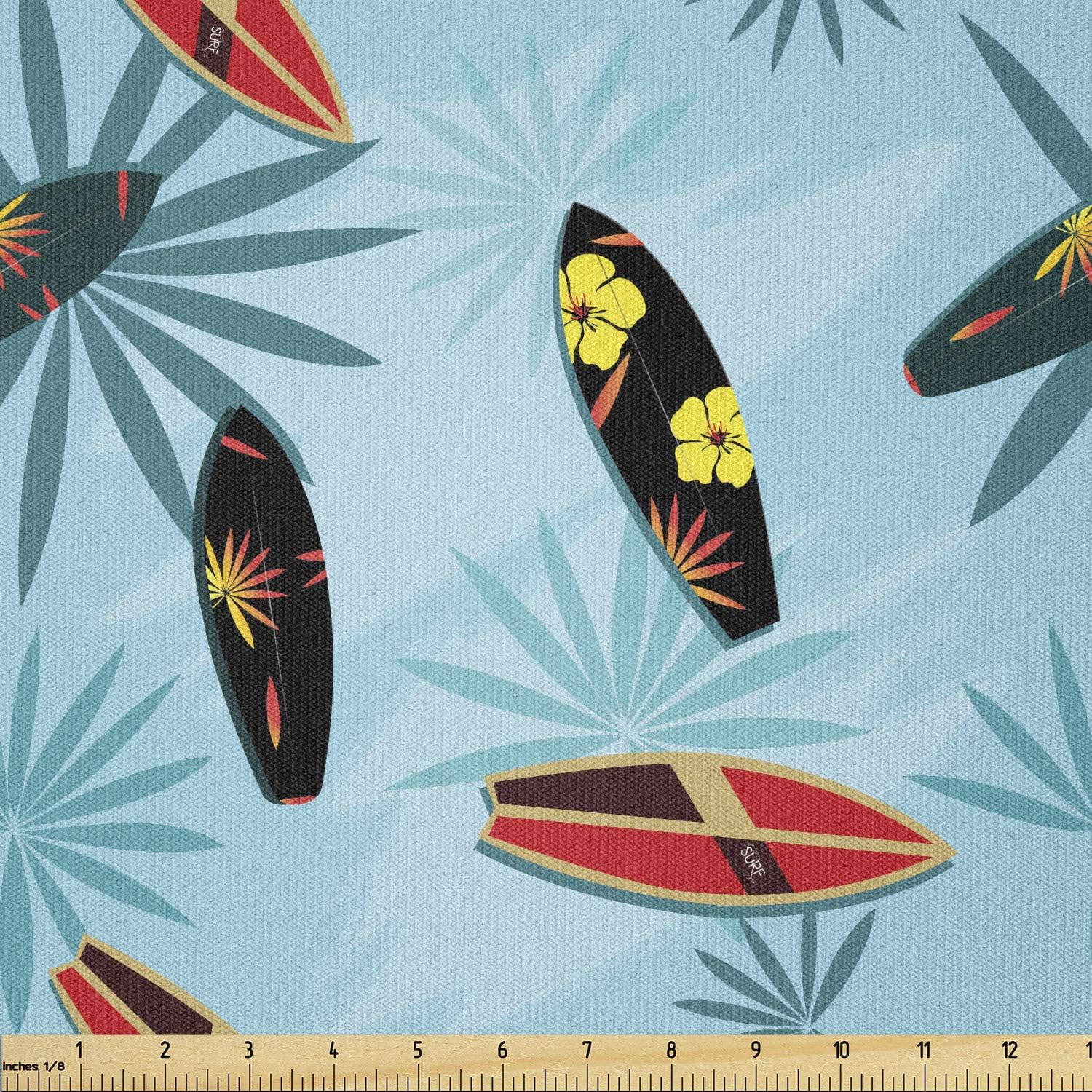 Amazon.com: Ambesonne Surfing Fabric by The Yard, Surfboards in The Sea ...