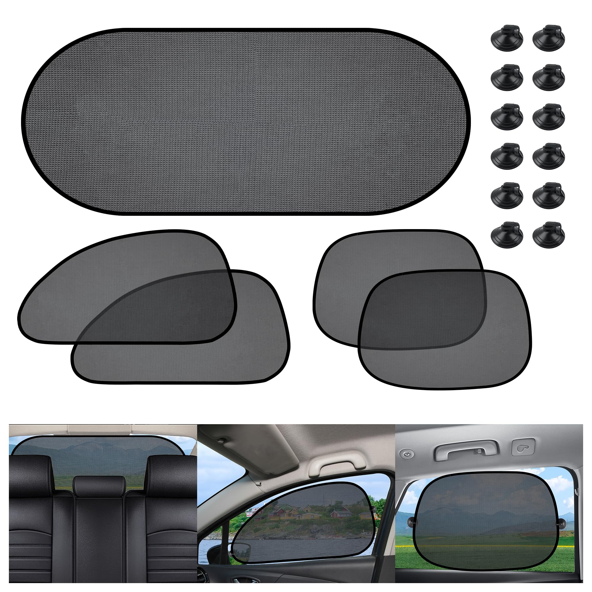 Amazon.com: 1PC Rear Car Windshield Sun Shade + 4PCS Car Window Shade ...