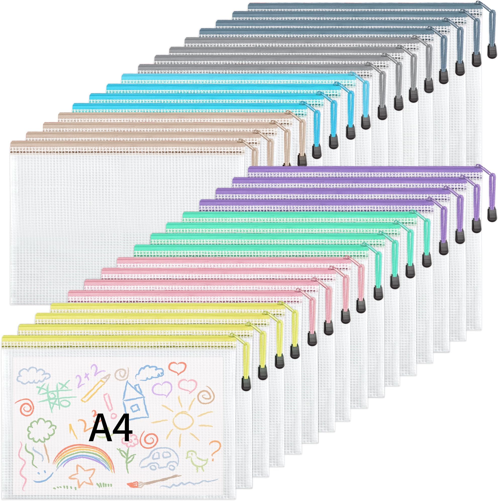 JARLINK 32pcs Mesh Zipper Pouches, A4/Letter Size Waterproof Zipper ...