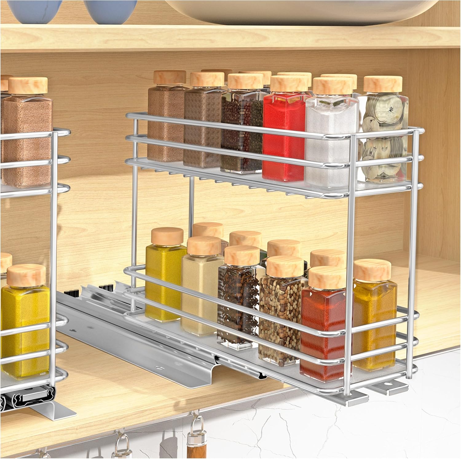 Amazon.com: JOWBOOW Pull Out Spice Rack 4.33”W x 10.24”D x 8.66”H ...