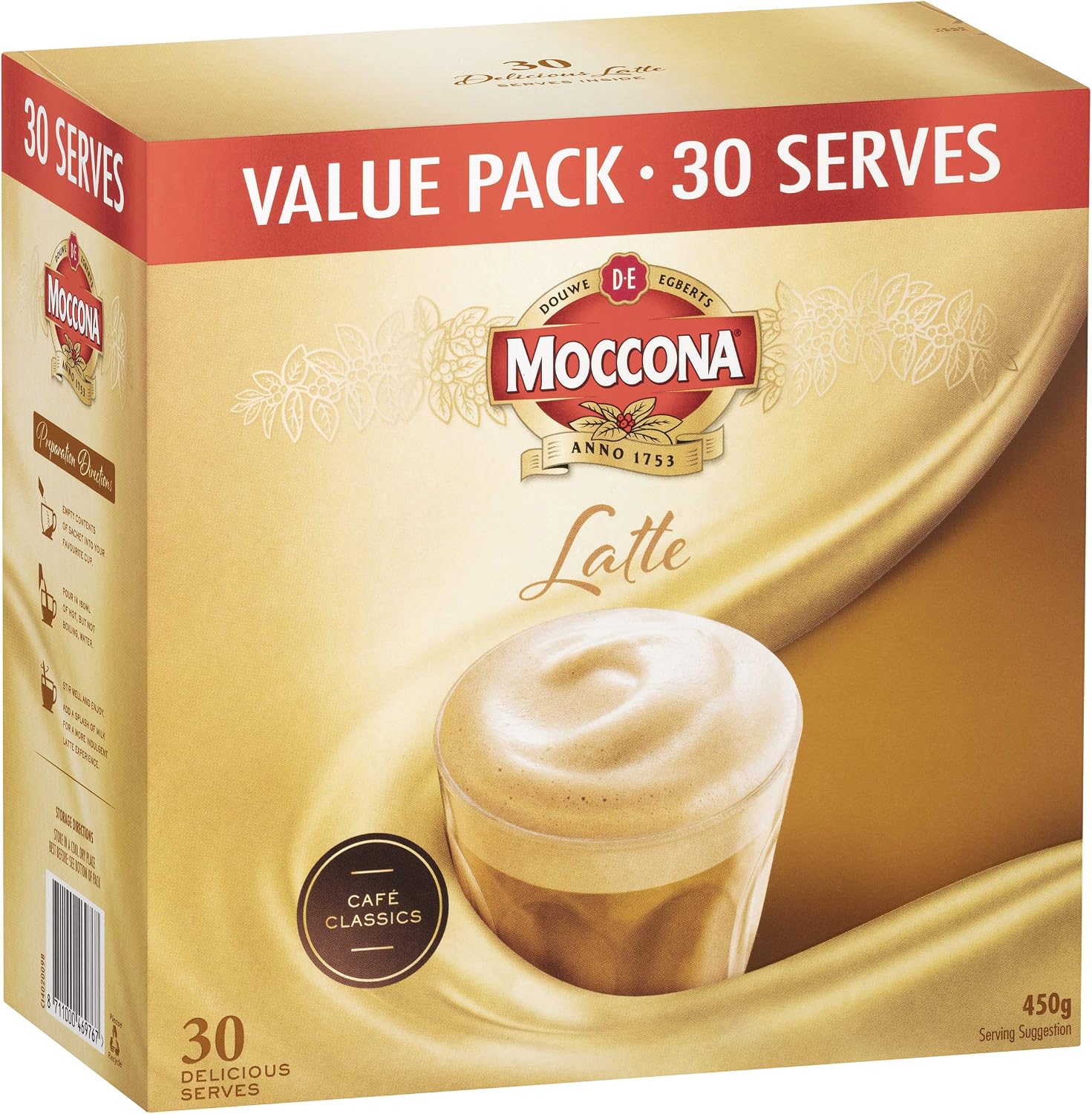 Moccona Coffee Latte - 30 Individuals Sachets (1 x 30pack) : Amazon.com ...