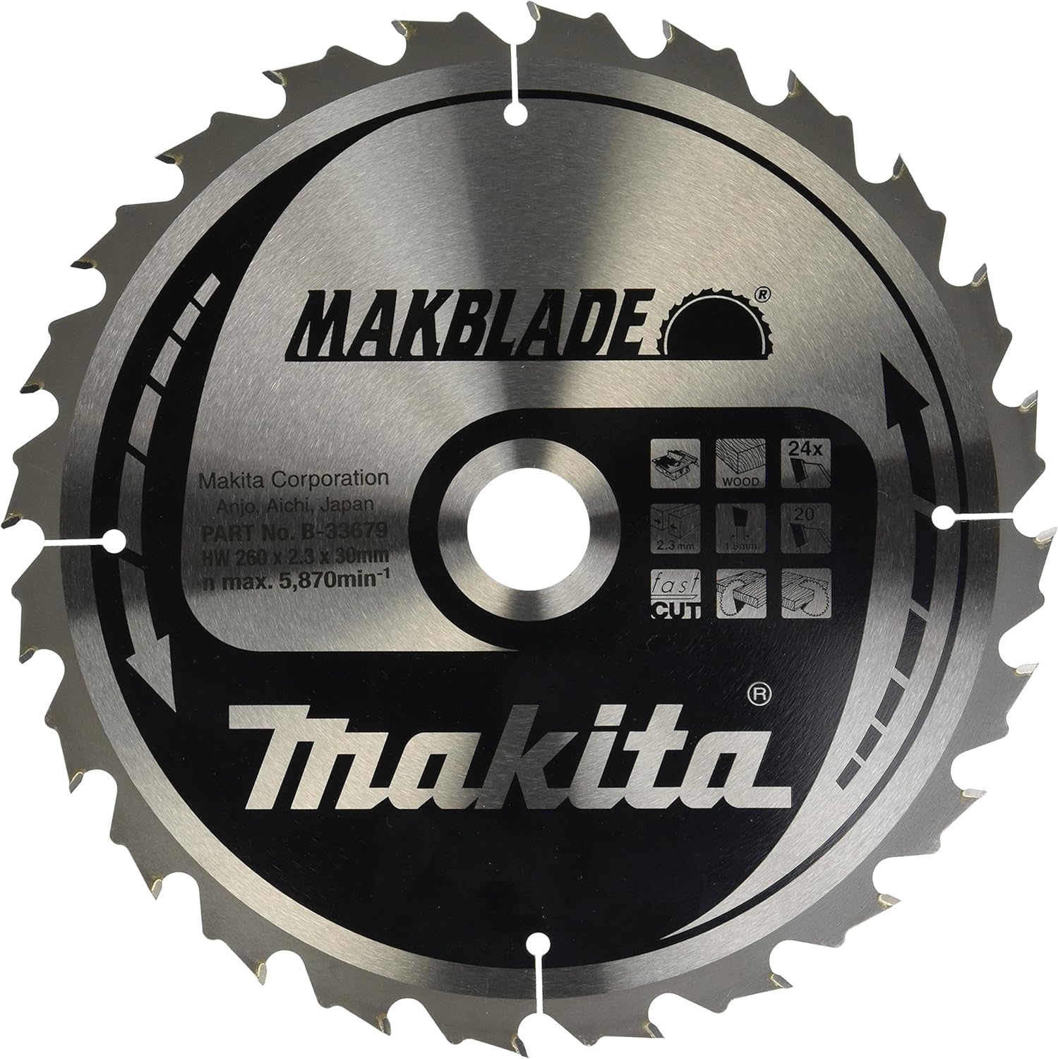 Makita Specialized Saegeblatt, 260 x 30 mm, 24Z, B-33679 : Amazon.de ...