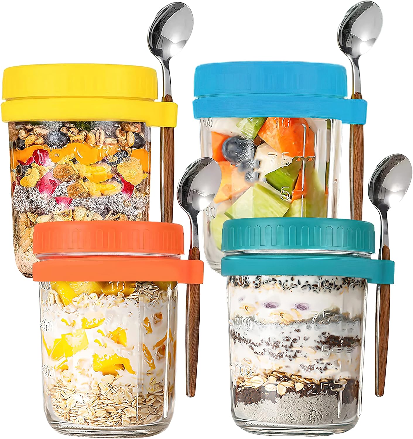 Amazon.com: KISCVXE Overnight Oats Containers with Lids and Spoon ...