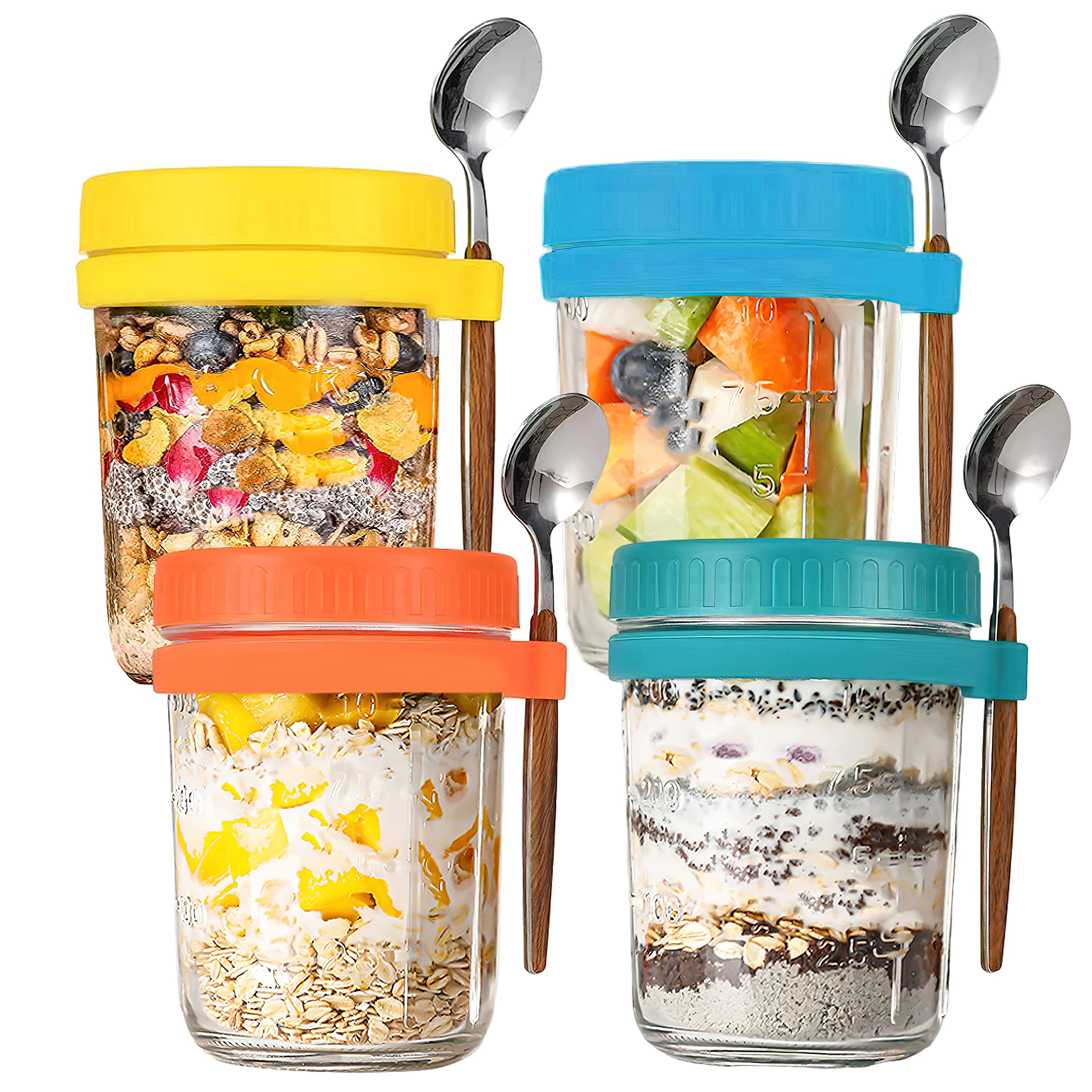 Buy KISCVXE Overnight Oats Containers with Lids and Spoon,Overnight ...