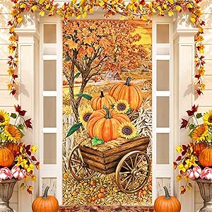 Amazon.com: Fall Door Cover Decorations Large Fabric Fall Door Banner ...