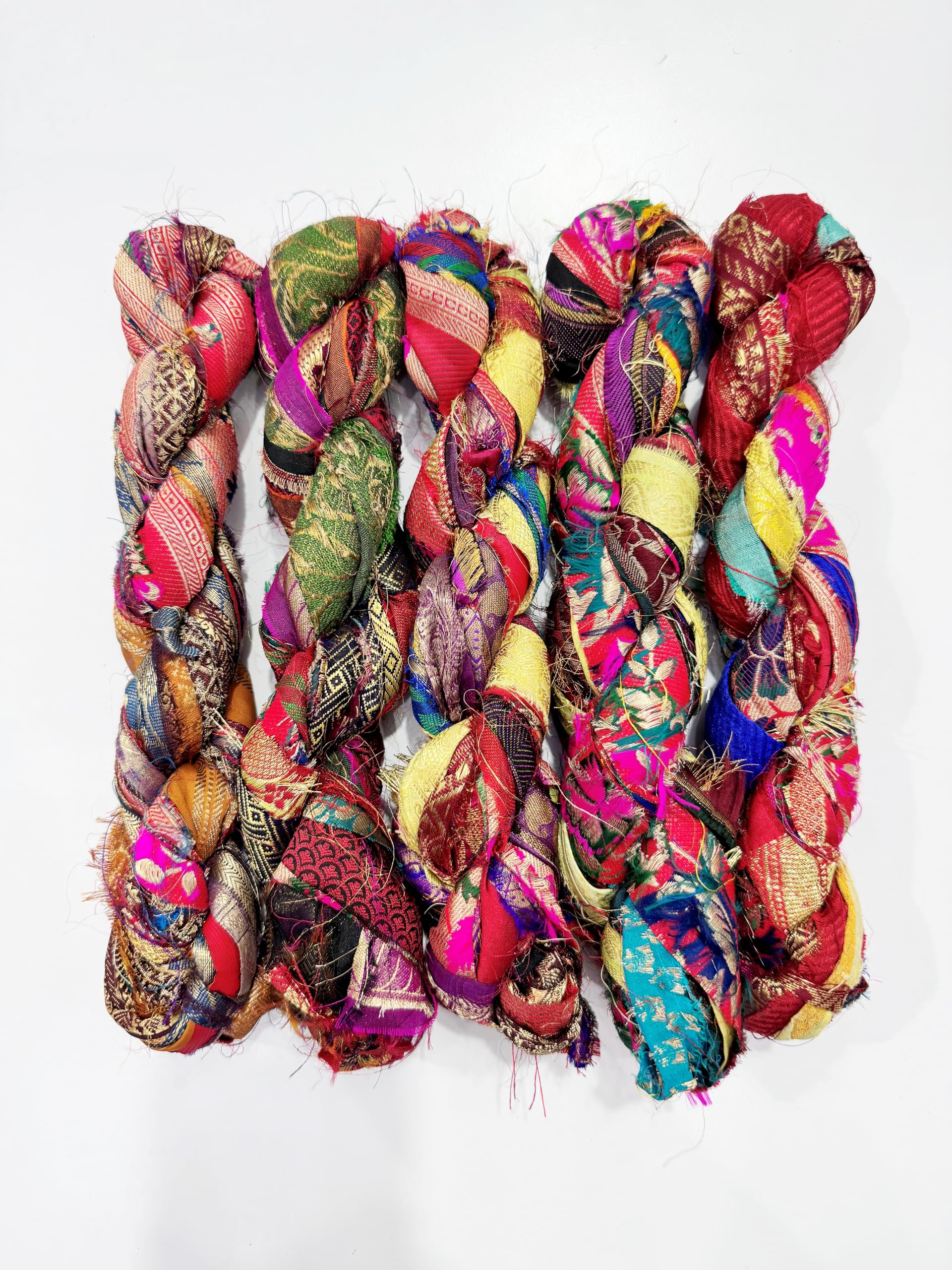 Amazon.com: Maker's Craft Recycled Vintage Metallic Zari Sari Silk ...