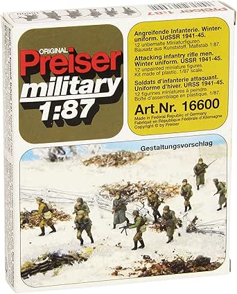 Amazon.com: Preiser 16600 Soviet Union WWII Unpainted 45 Package(12) HO Scale Military Model ...