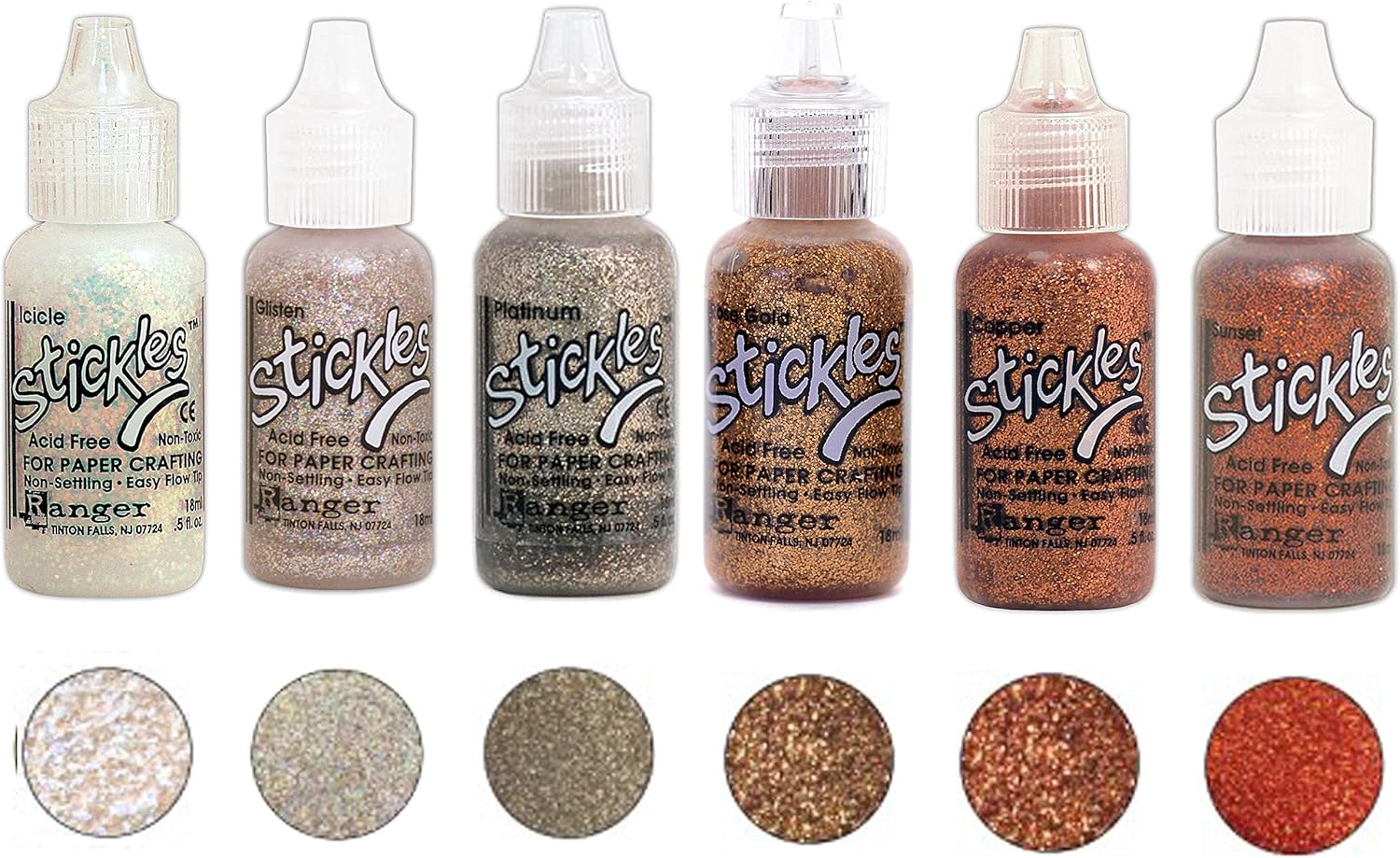 Amazon.com: Ranger Stickles Glitter Glue Bundle A "Flicker" - Six .5 fl ...