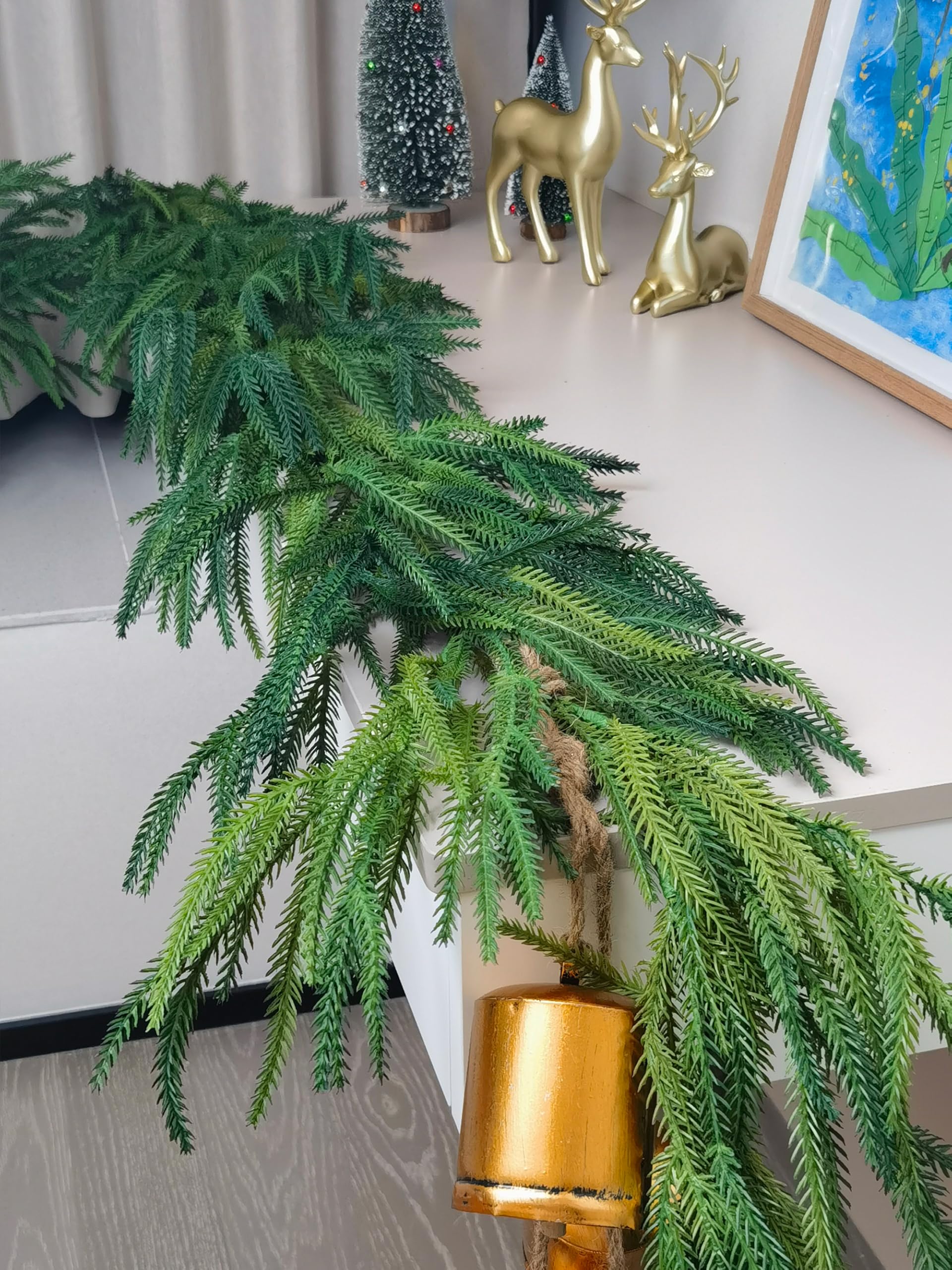 Amazon.com: 9FTX1 Christmas Real Touch Norfolk Pine Garland Artificial ...