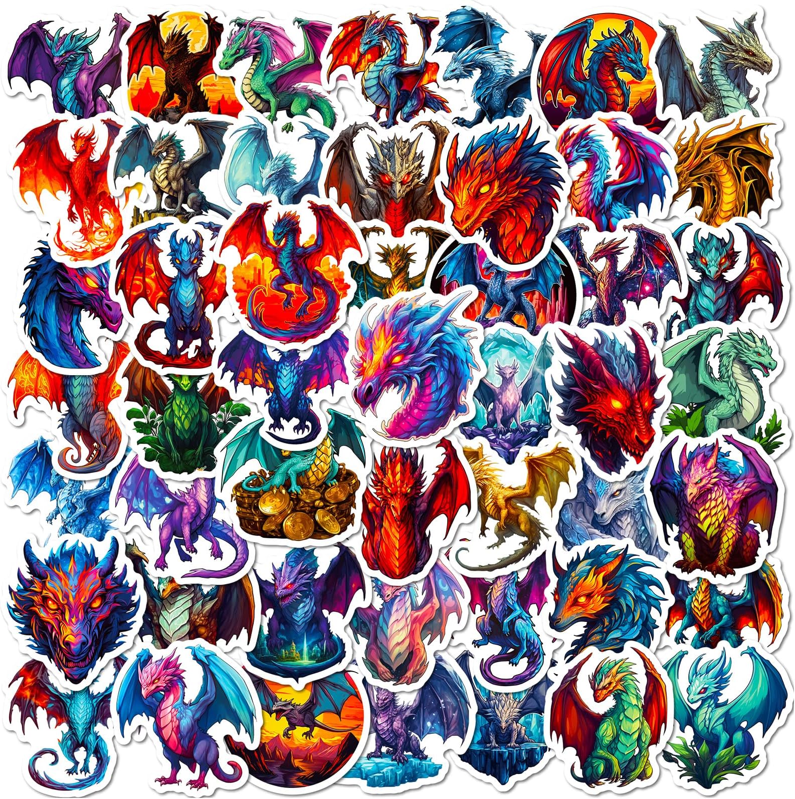 Amazon.com: Dragons Stickers - 50 Pcs Loong Stickers，Waterproof ...